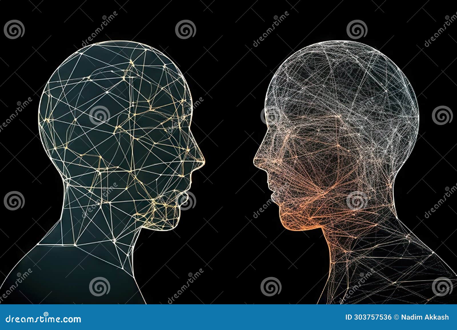 Together Thinking Communication Circle Lines Connected Heads Human Two ...