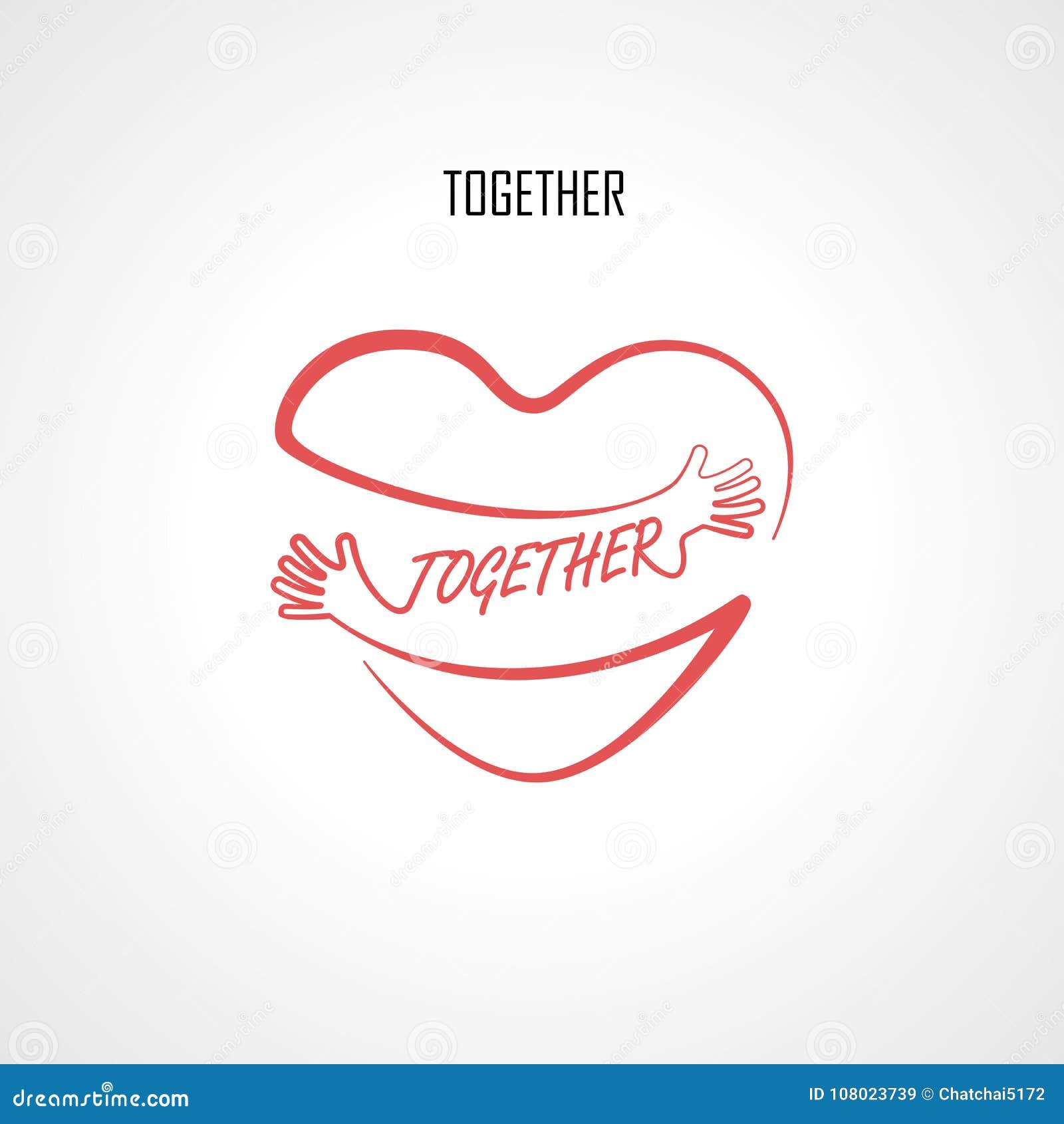 Together Typographical Design Elements and Red Heart Shape with Stock ...