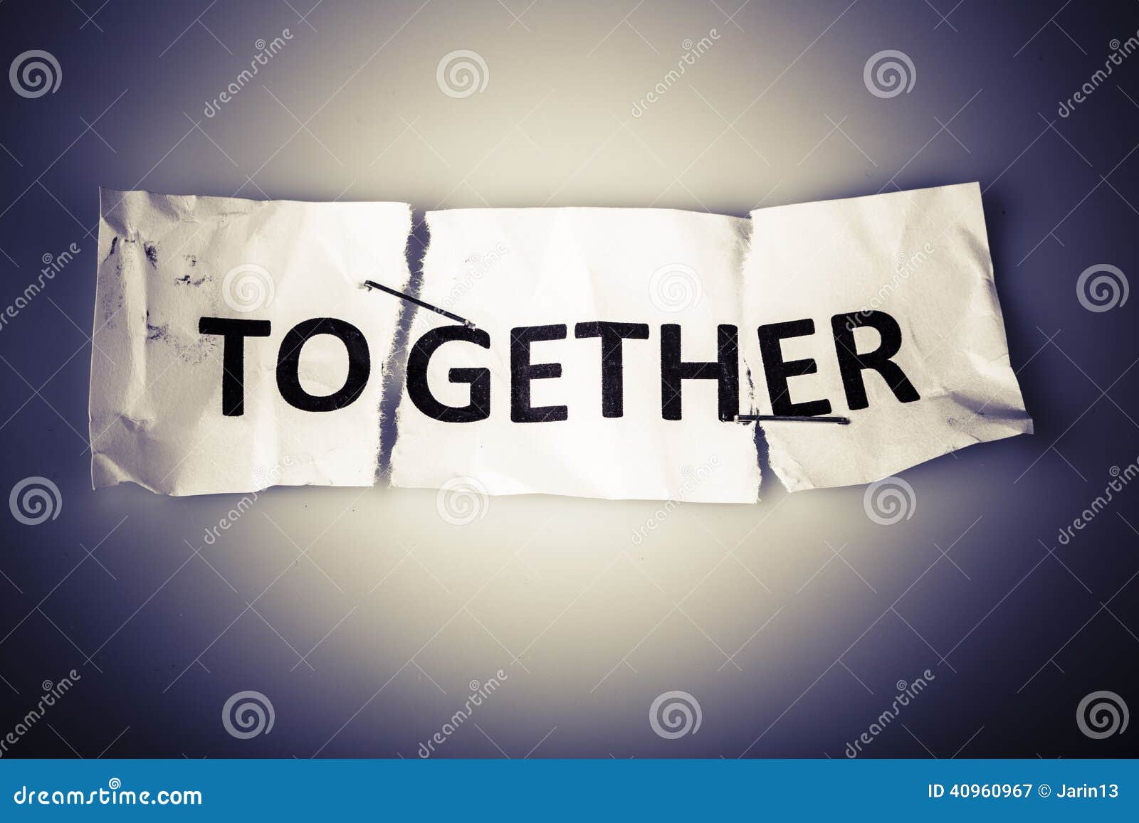 Together Word on Torn Paper Stapled Back Stock Image - Image of tear ...
