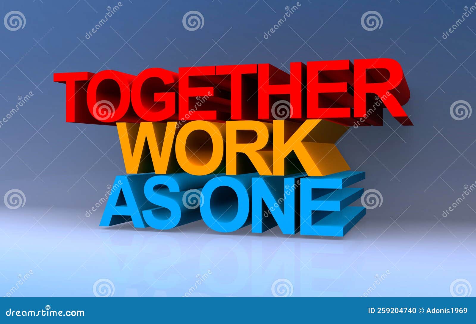 Together Work As One on Blue Stock Illustration - Illustration of ...