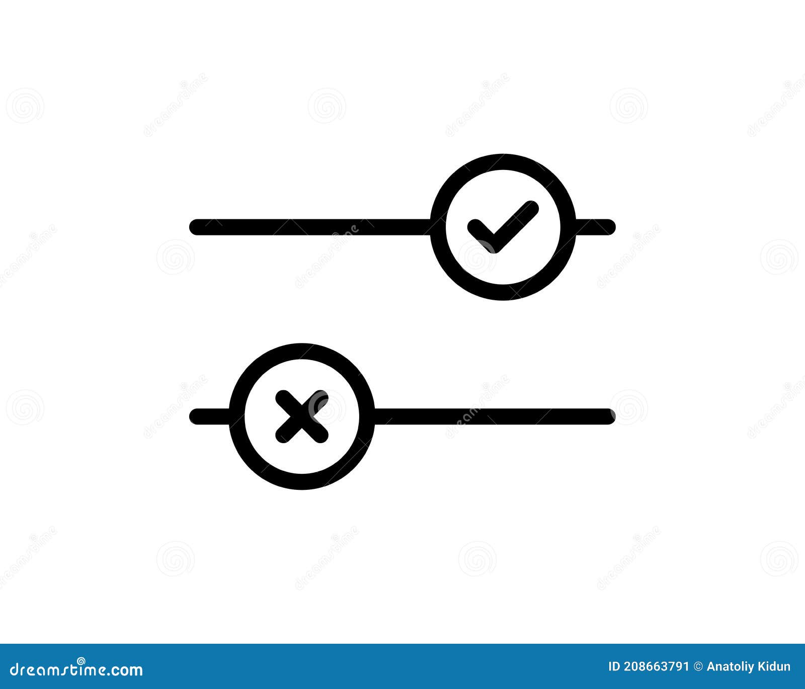 Toggle Button Switch Off or Turn on Slider with Tick Hook and Cross ...