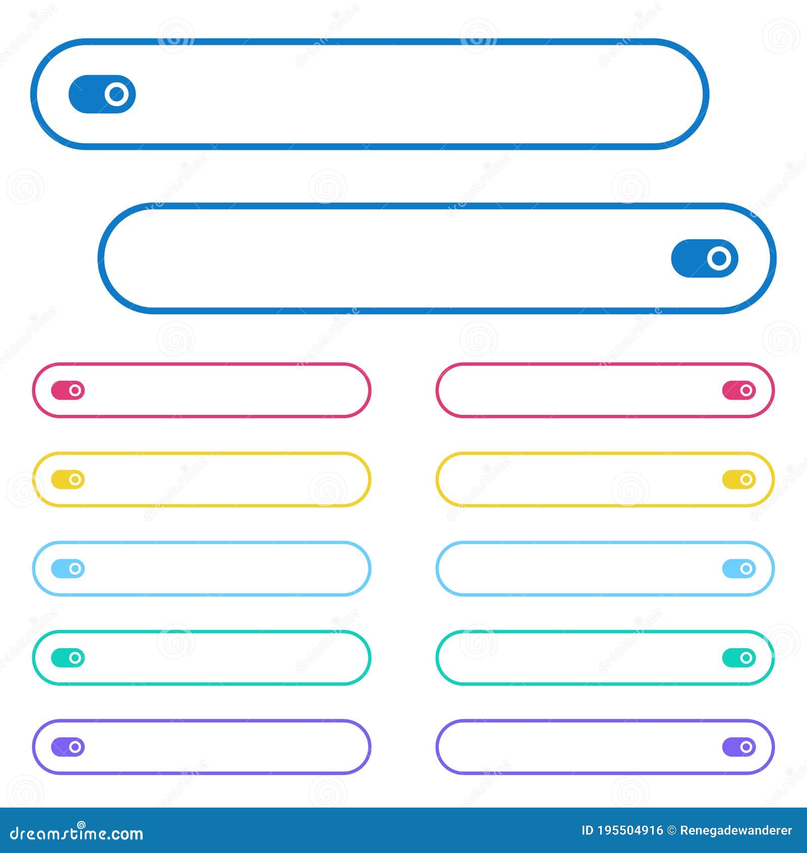 Toggle Icons In Rounded Color Menu Buttons Stock Vector Illustration