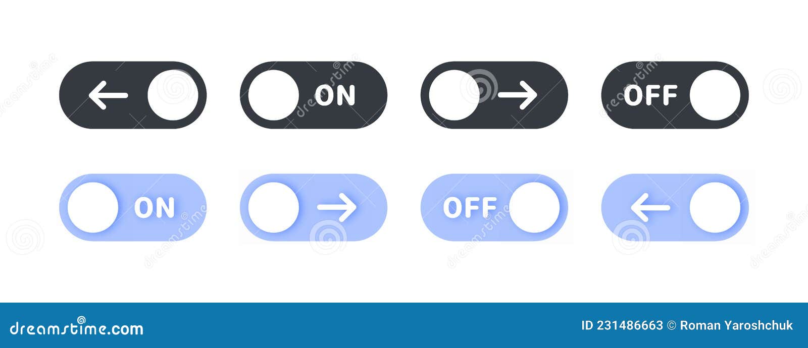 Toggle Icons. Switches with Different Signs. Toggle Element for Mobile ...