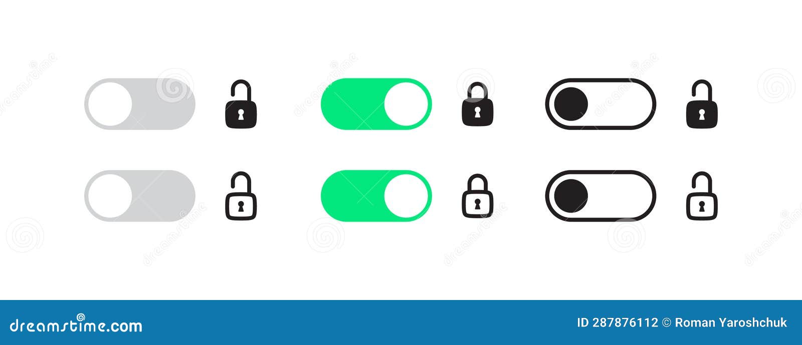 Toggle Icons. Icons of Switches with Locks Stock Illustration ...