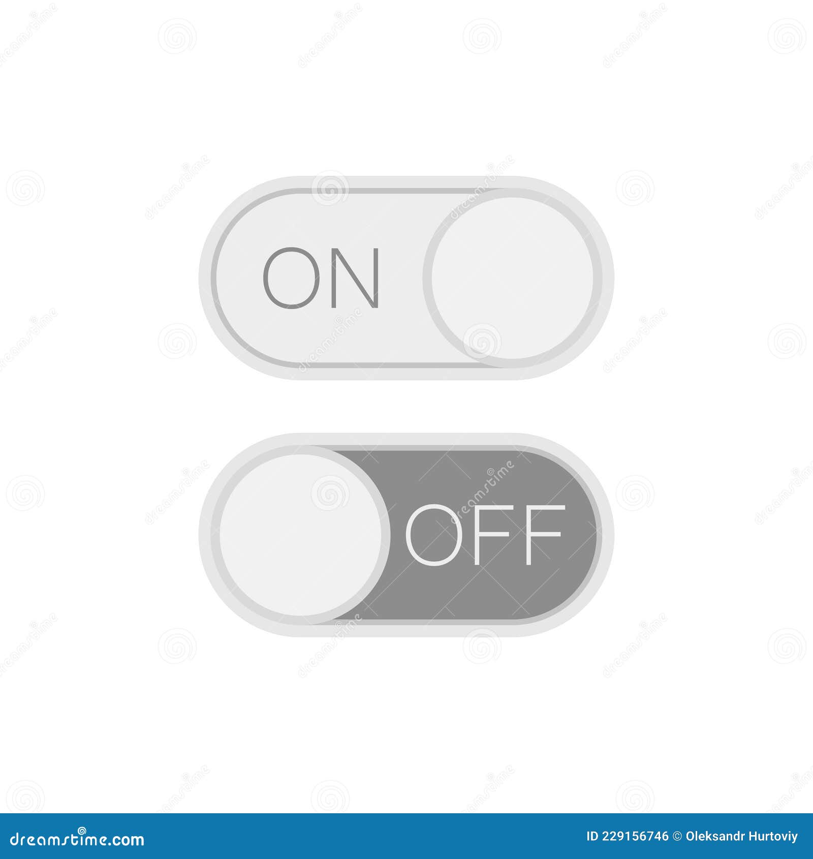 Toggle Monochrome Switch Button in Flat Design. Template for Mobile and ...
