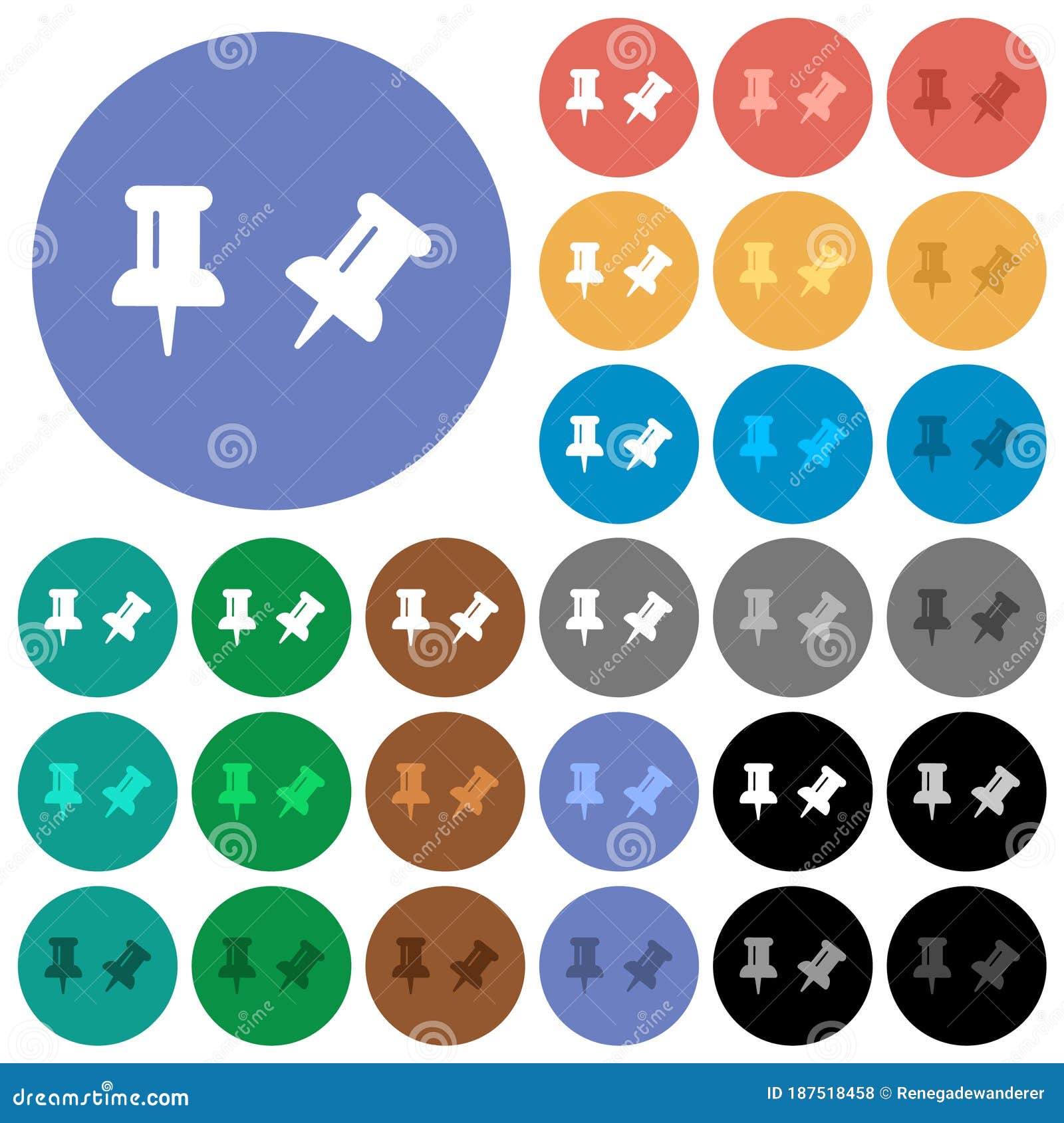 Toggle Pin Round Flat Multi Colored Icons Stock Illustration ...
