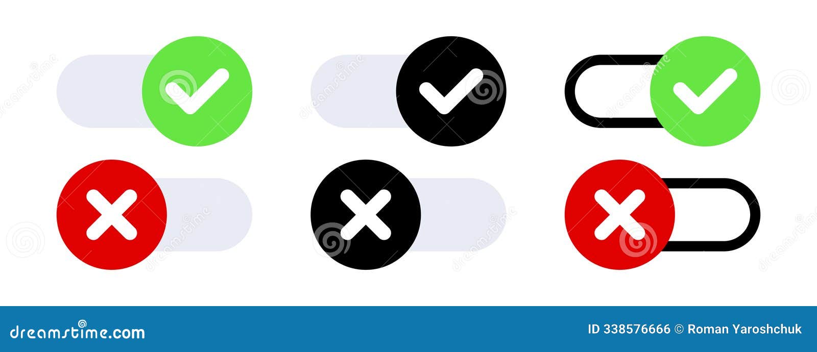 Toggle Switch Buttons with Check Mark Stock Illustration - Illustration ...