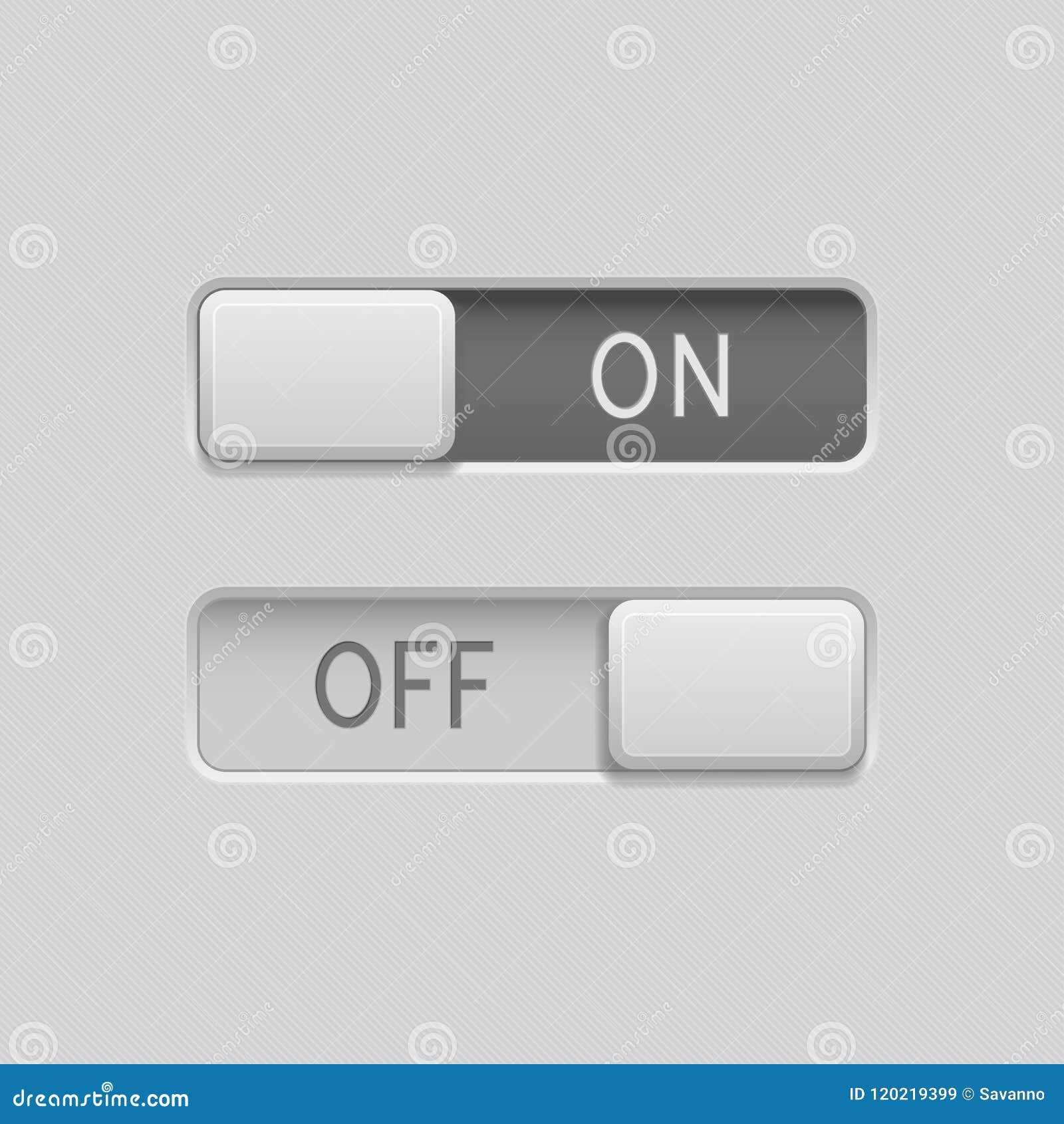 Toggle Switch Buttons. on and Off 3d Rectangle Gray Icons Stock Vector ...