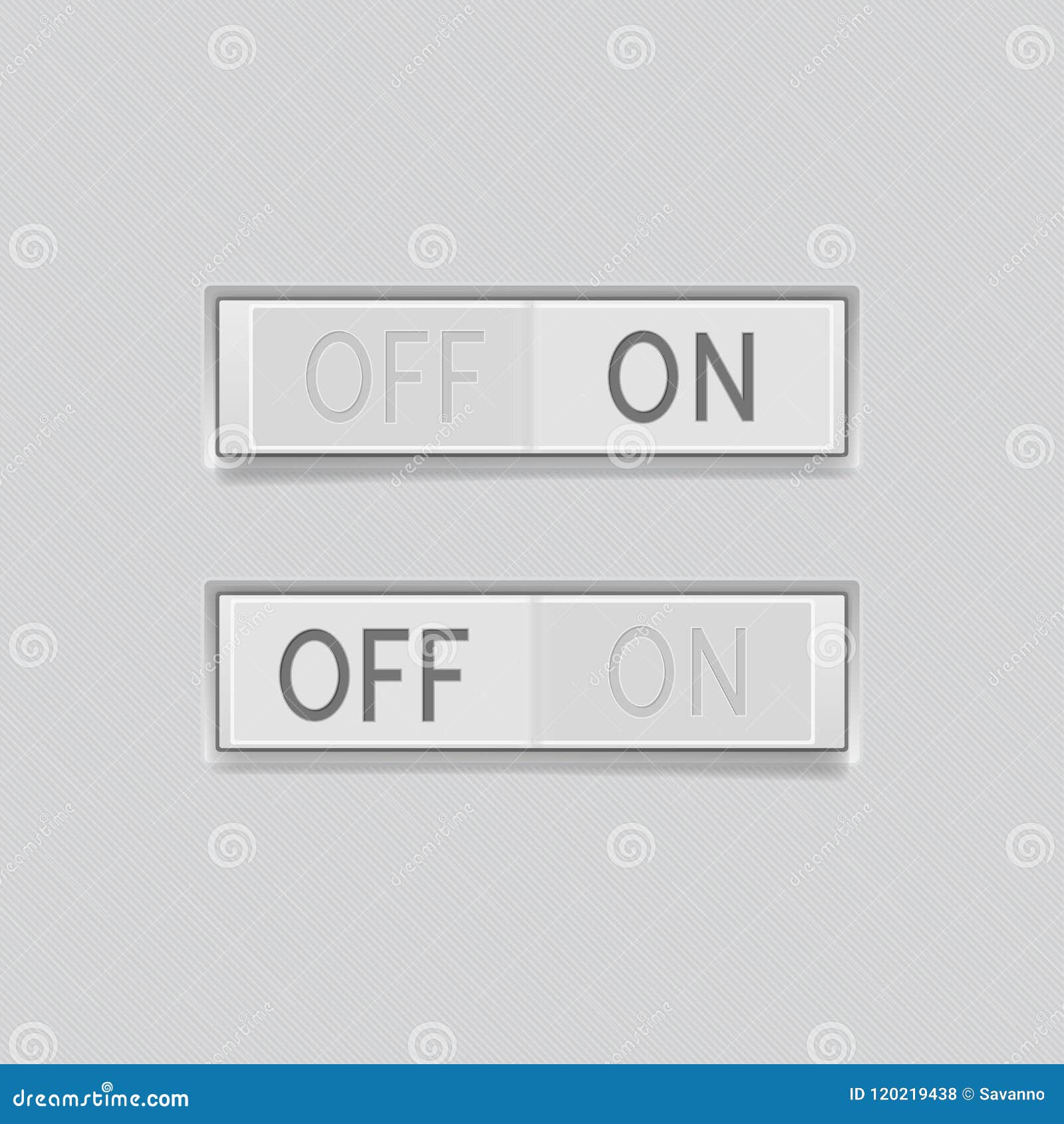 Toggle Switch Buttons. on and Off 3d Rectangle Gray Push Icons Stock ...