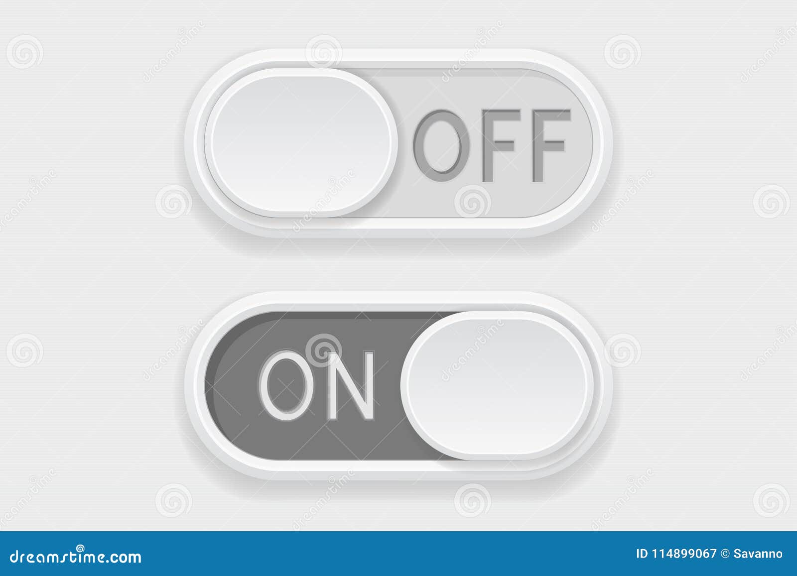 Toggle Switch Buttons. on and Off Gray Buttons Stock Vector ...