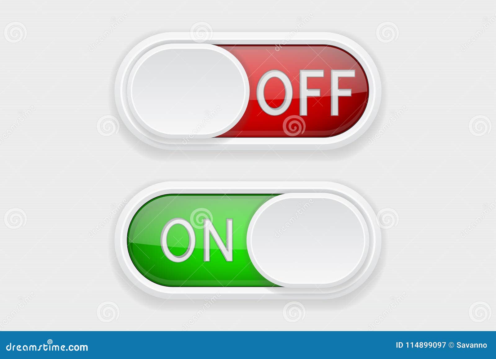 Toggle Switch Buttons. on and Off Red and Green Buttons Stock Vector ...