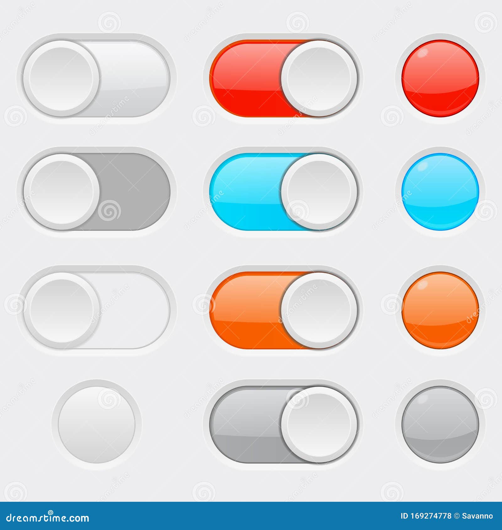 Toggle Switch Colored Web Buttons Stock Vector - Illustration of ...