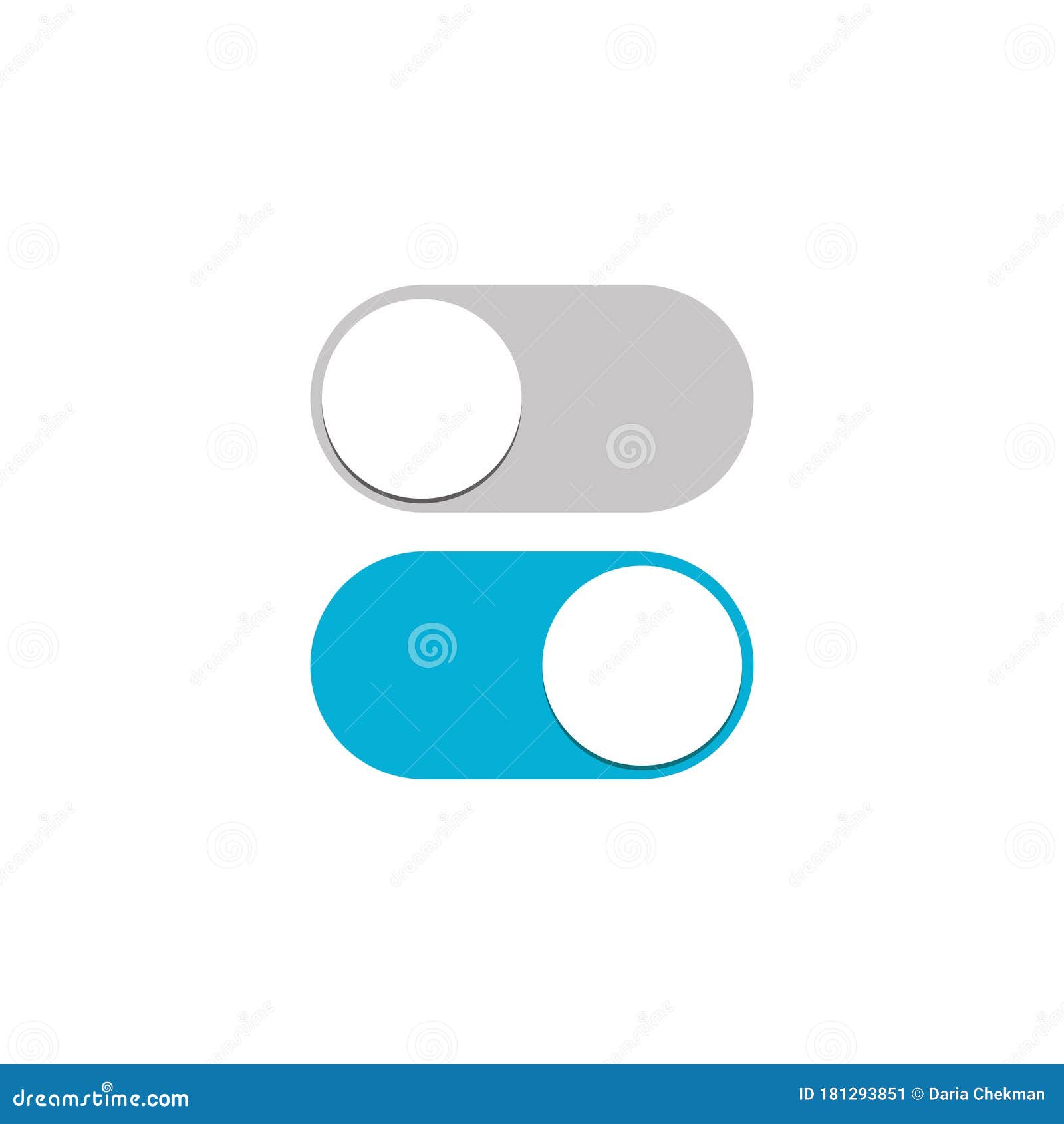 Toggle Switch Icon, Blue on, Gray Off, Vector Illustration in Flat ...