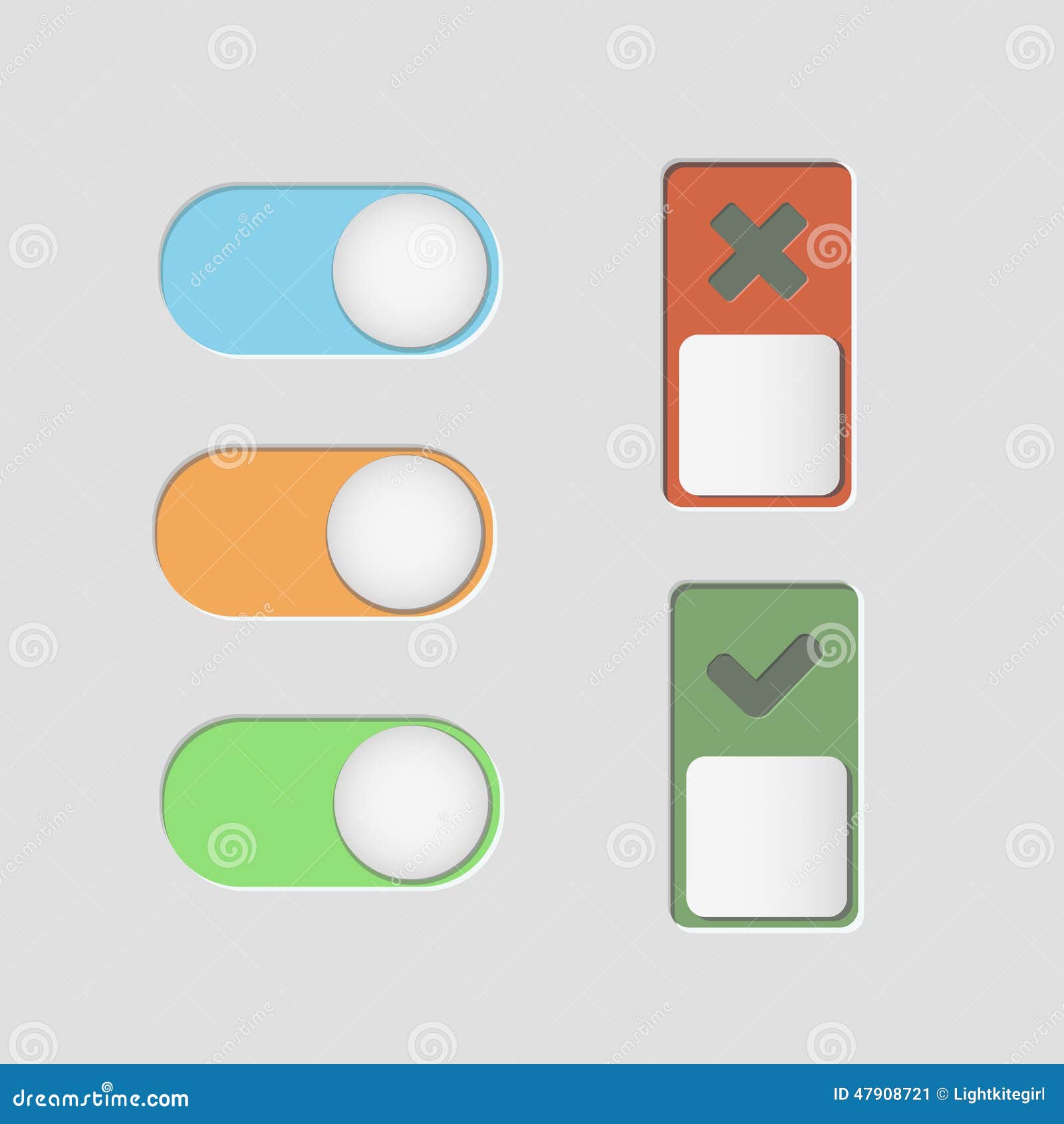 Toggle Switch Icons And Check Mark Stock Vector - Illustration of ...