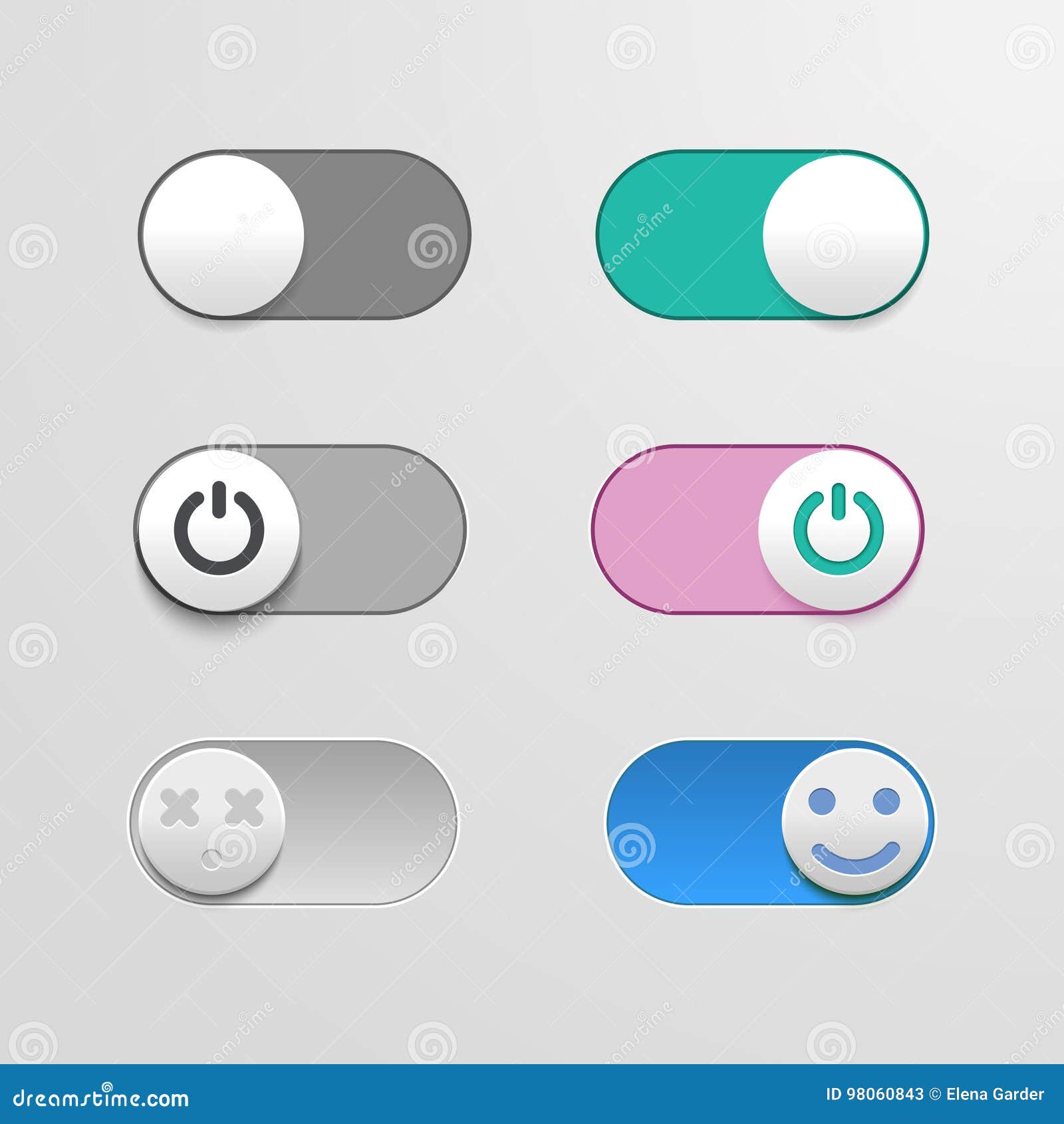 Toggle Switch Set, on and Off Sliders, Vector Elements for Your Design ...