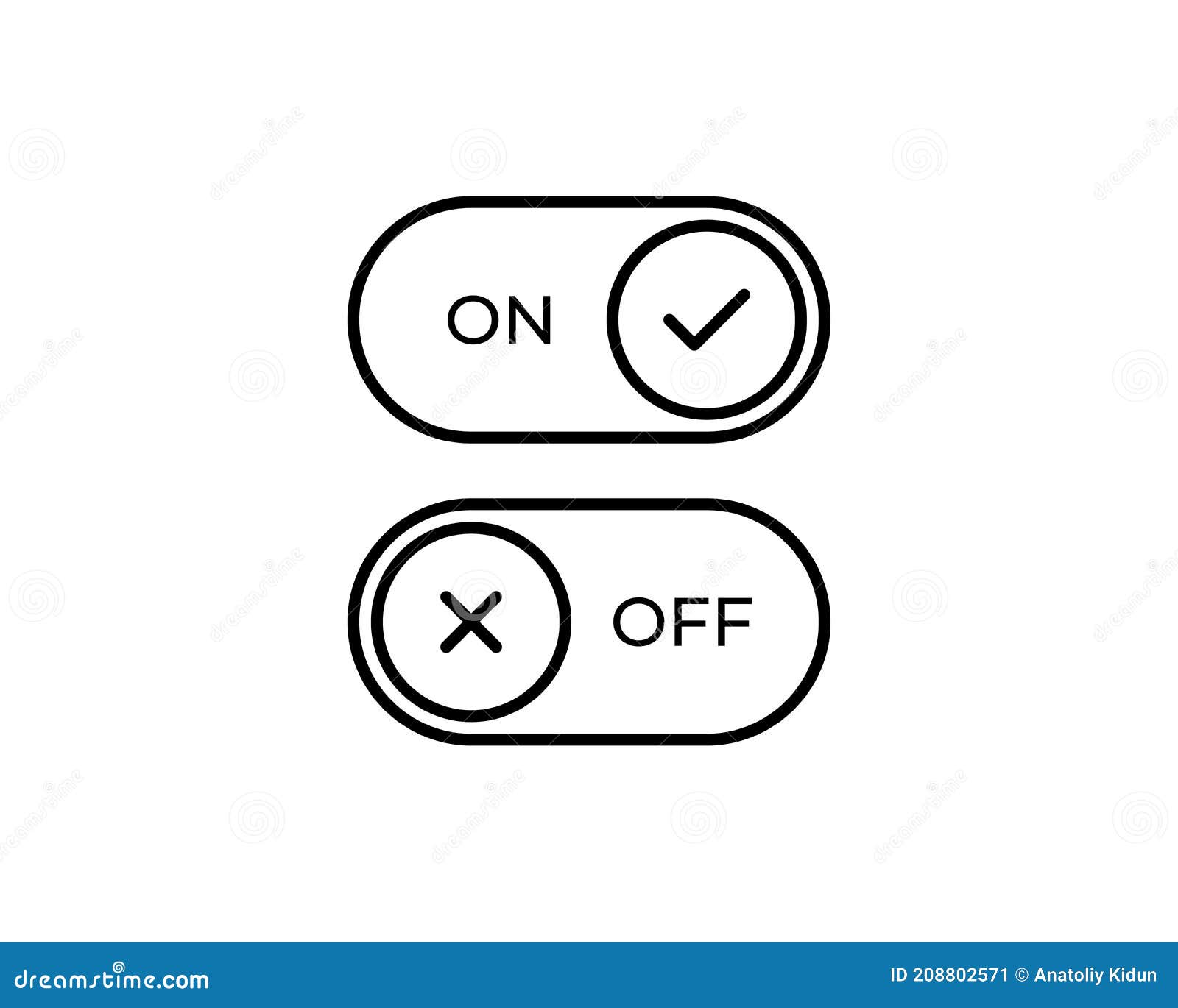 Toggle Switch Vector Icon on and Off Position Icons Flat Design Style ...