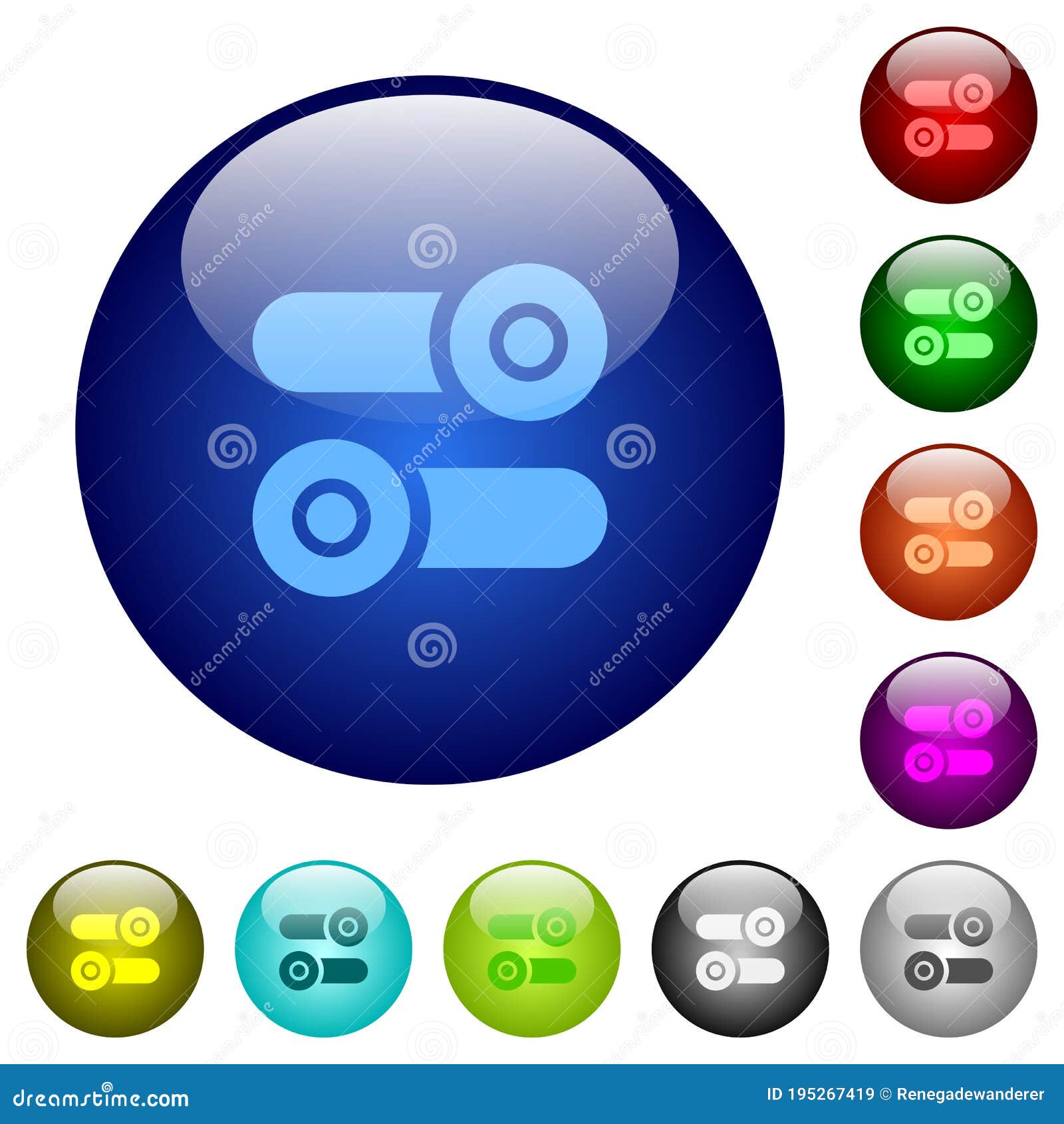 Toggle Switches Color Glass Buttons Stock Vector Illustration Of
