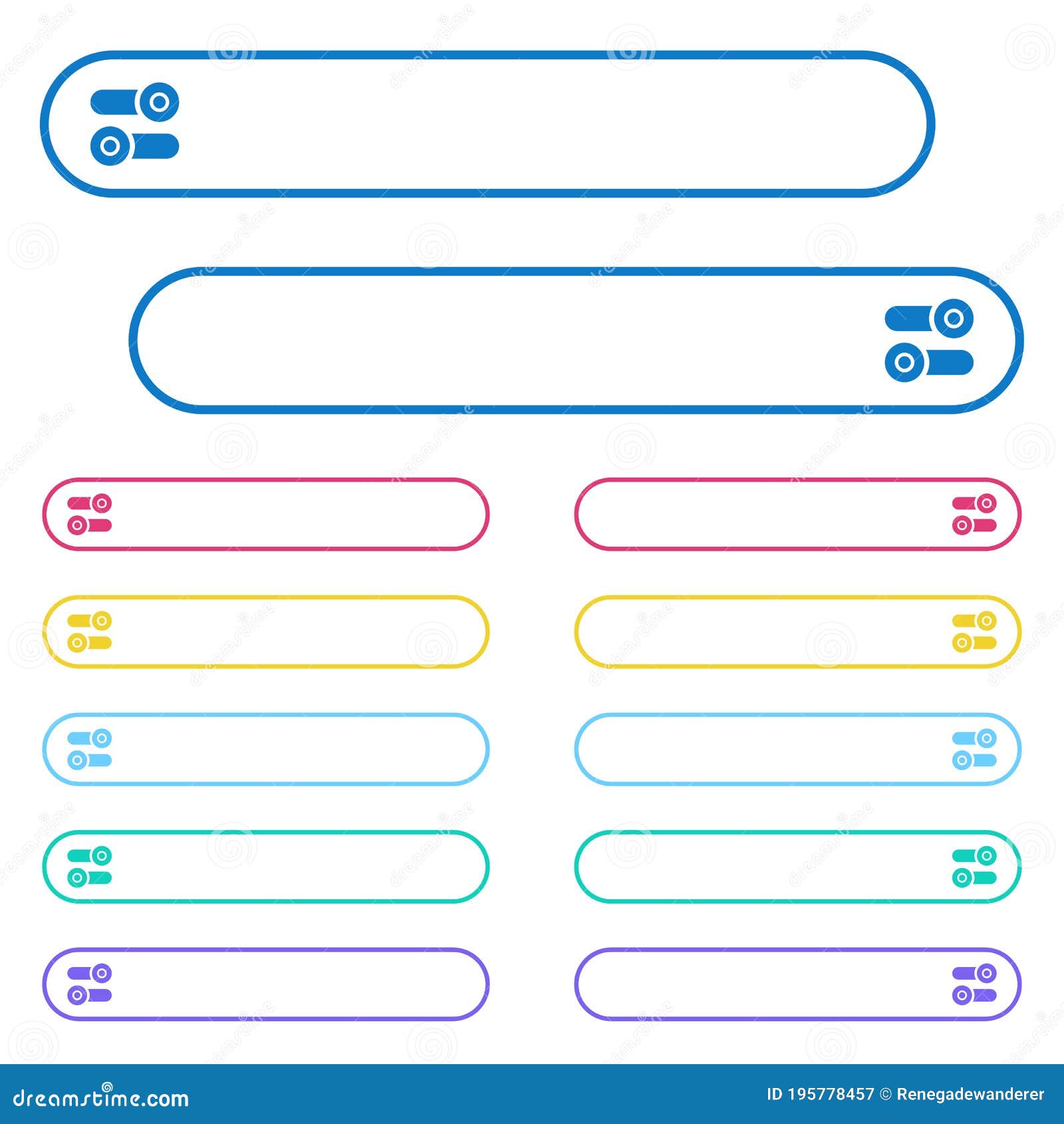 Toggle Switches Icons In Rounded Color Menu Buttons Stock Vector