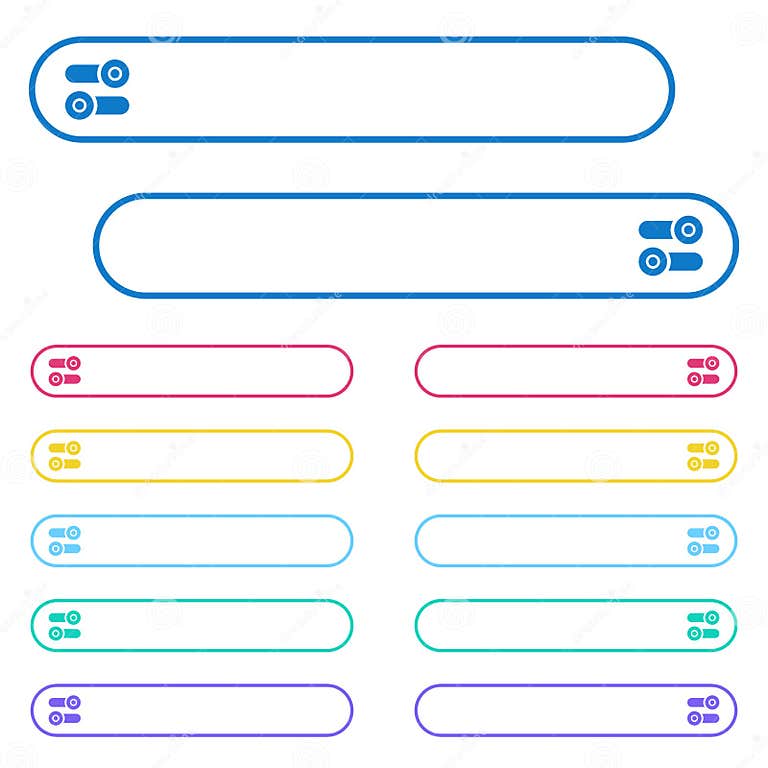 Toggle Switches Icons In Rounded Color Menu Buttons Stock Vector