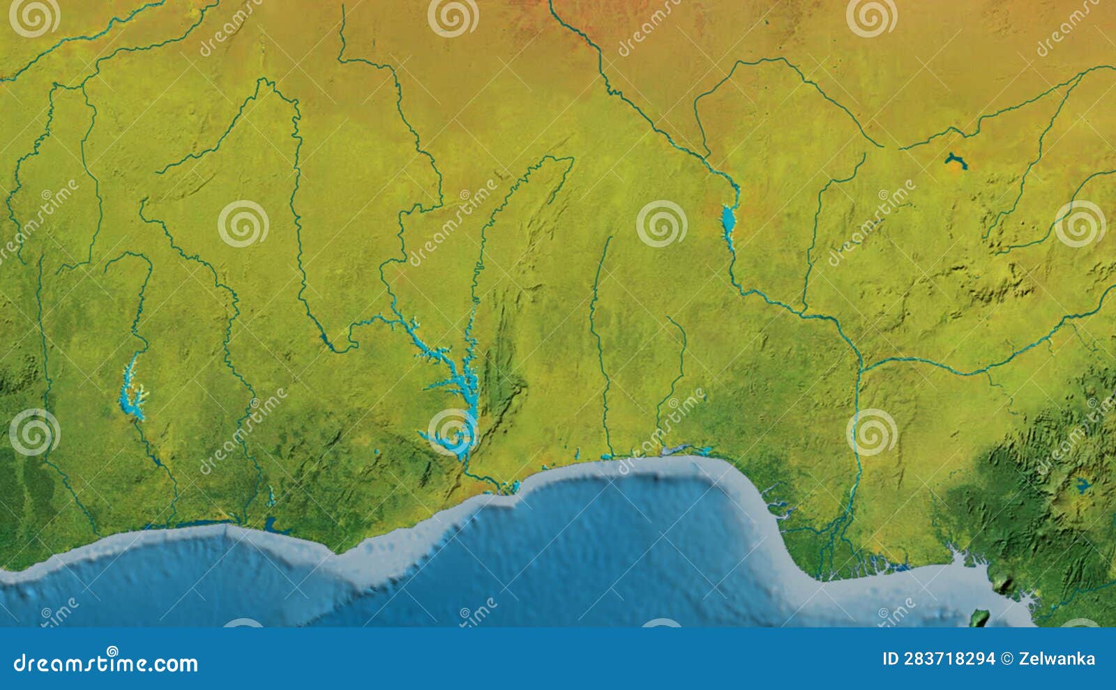 Togo area. Topographic map stock illustration. Illustration of country ...