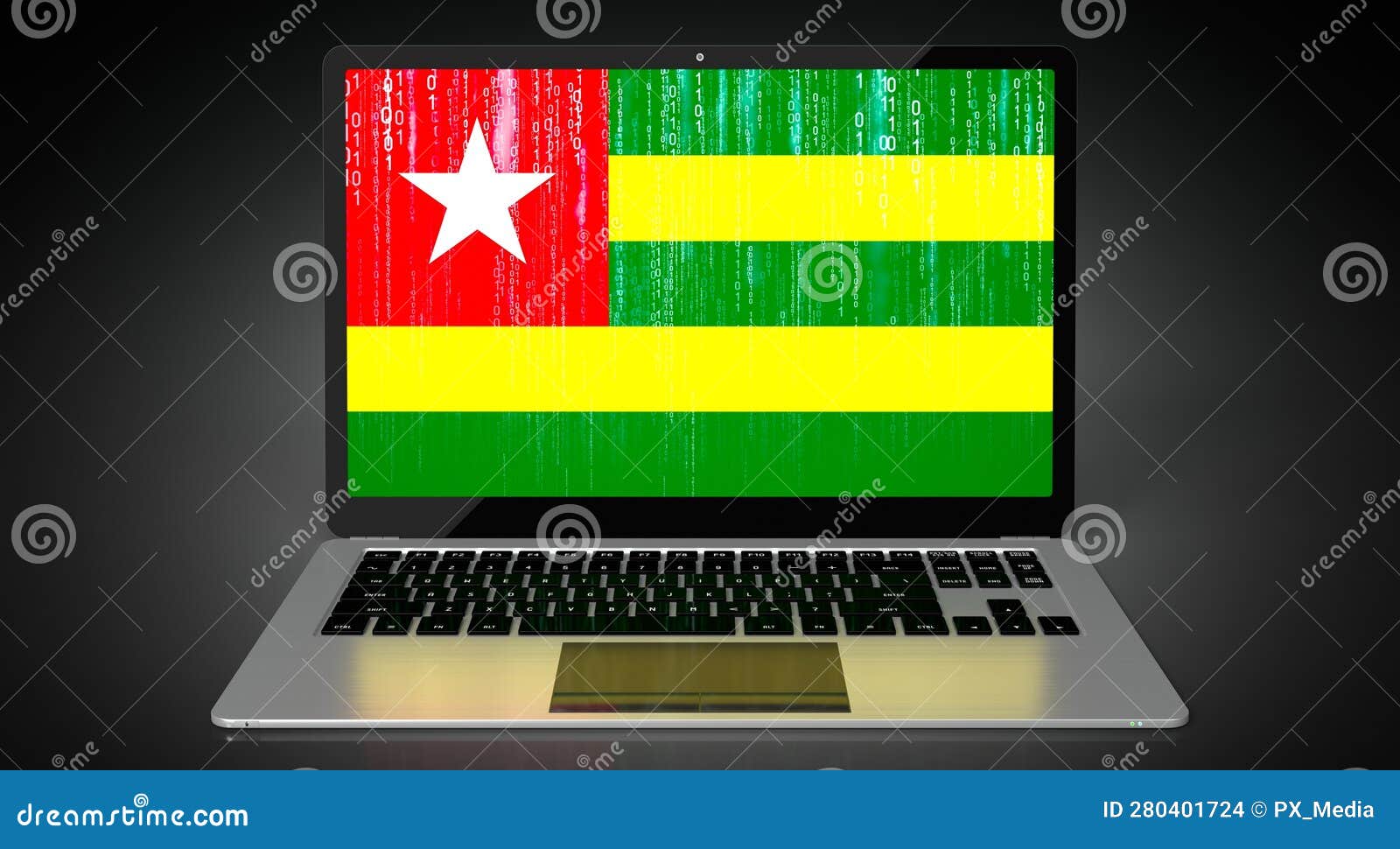 Togo - Country Flag and Binary Code on Laptop Screen Stock Illustration ...