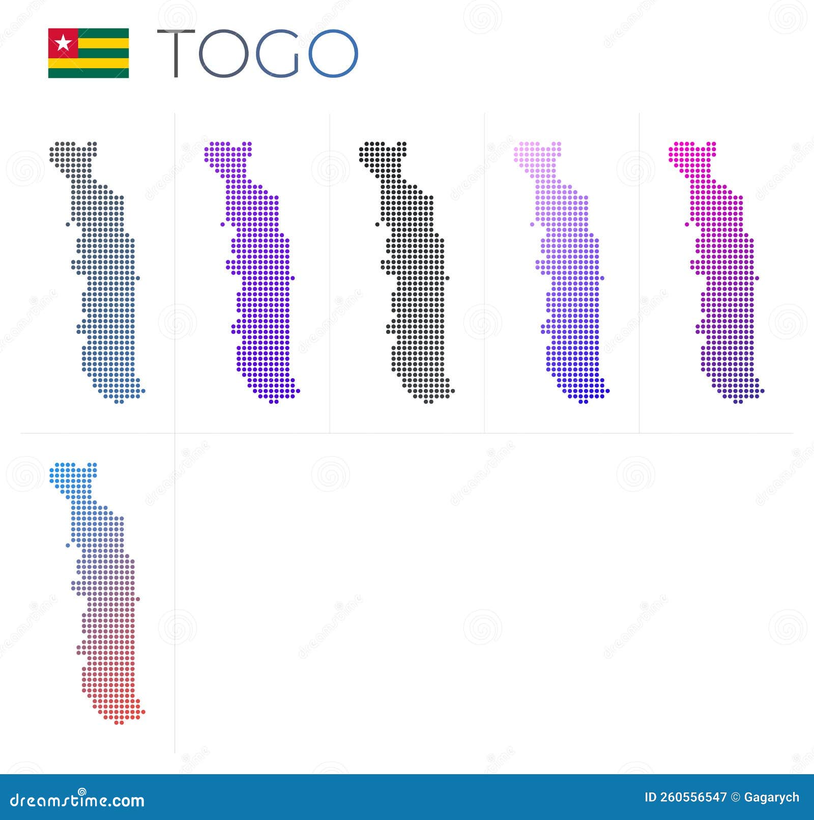 Togo dotted map set. stock vector. Illustration of blue - 260556547