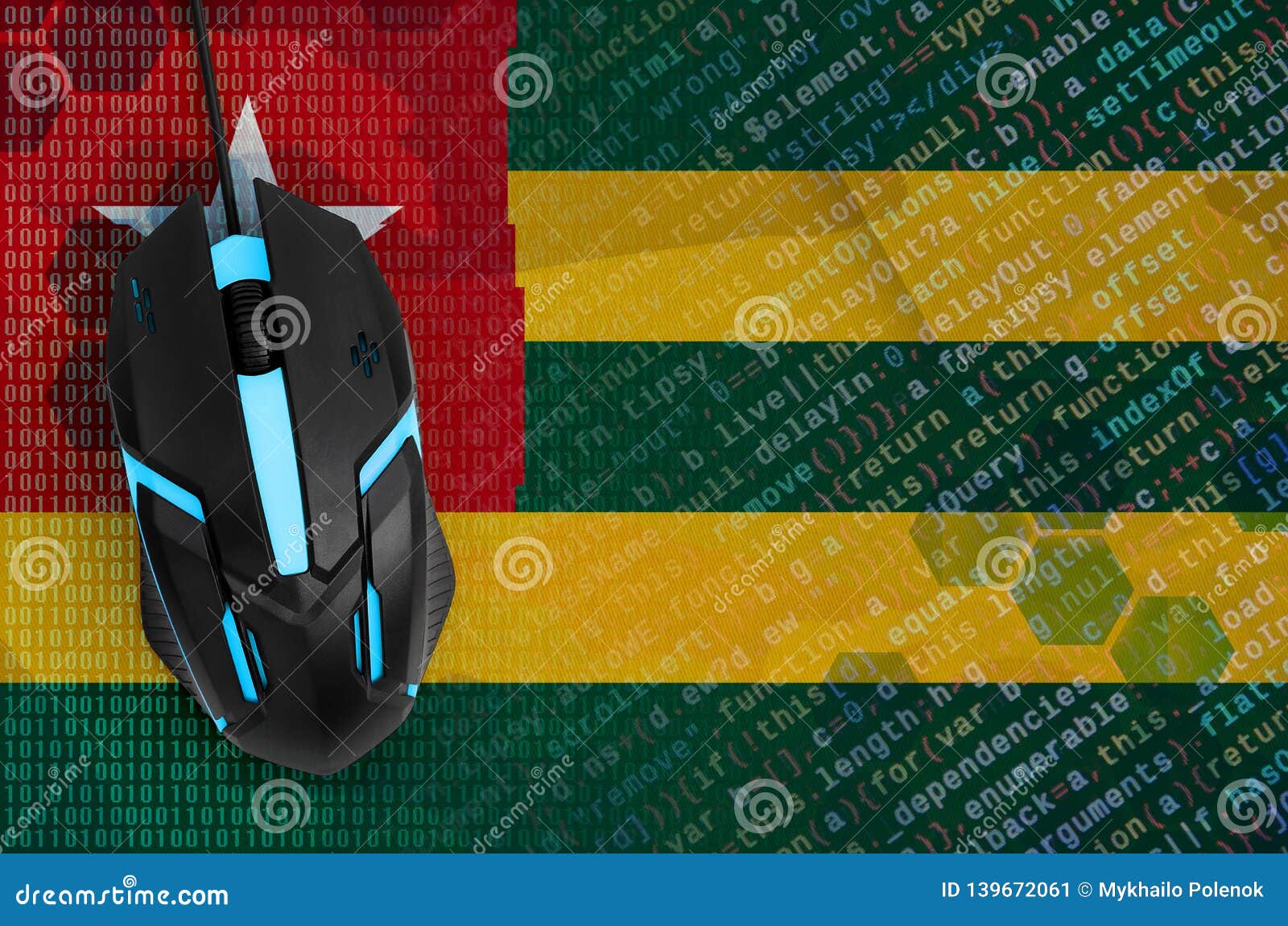 Togo Flag and Computer Mouse. Digital Threat, Illegal Actions on the ...