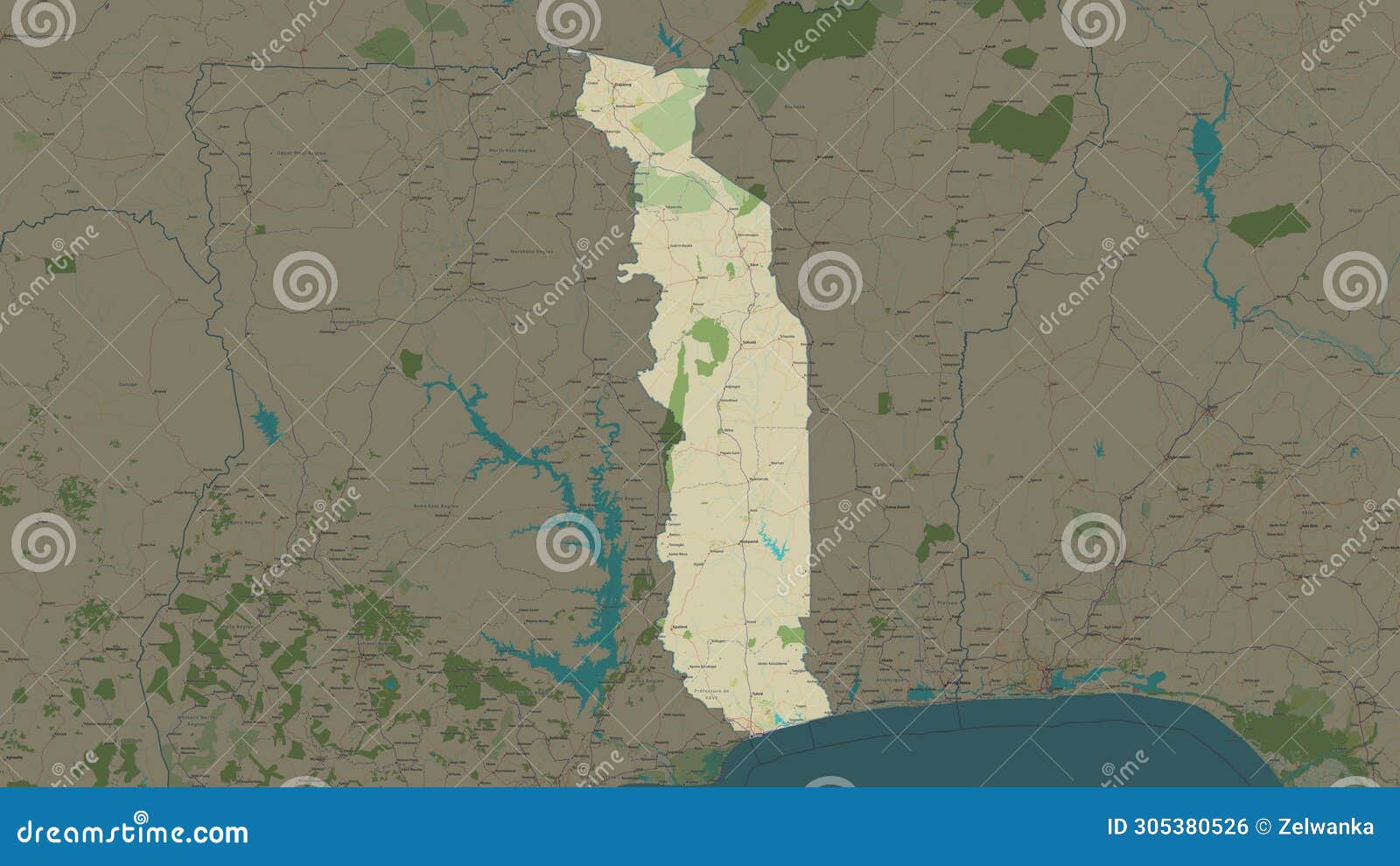 Togo Highlighted. Topo Humanitarian Stock Illustration - Illustration ...
