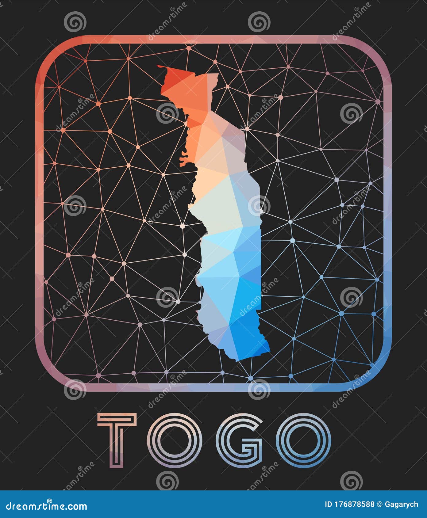 TOGO Map Design. Country Names In Different Languages And Map Shape ...