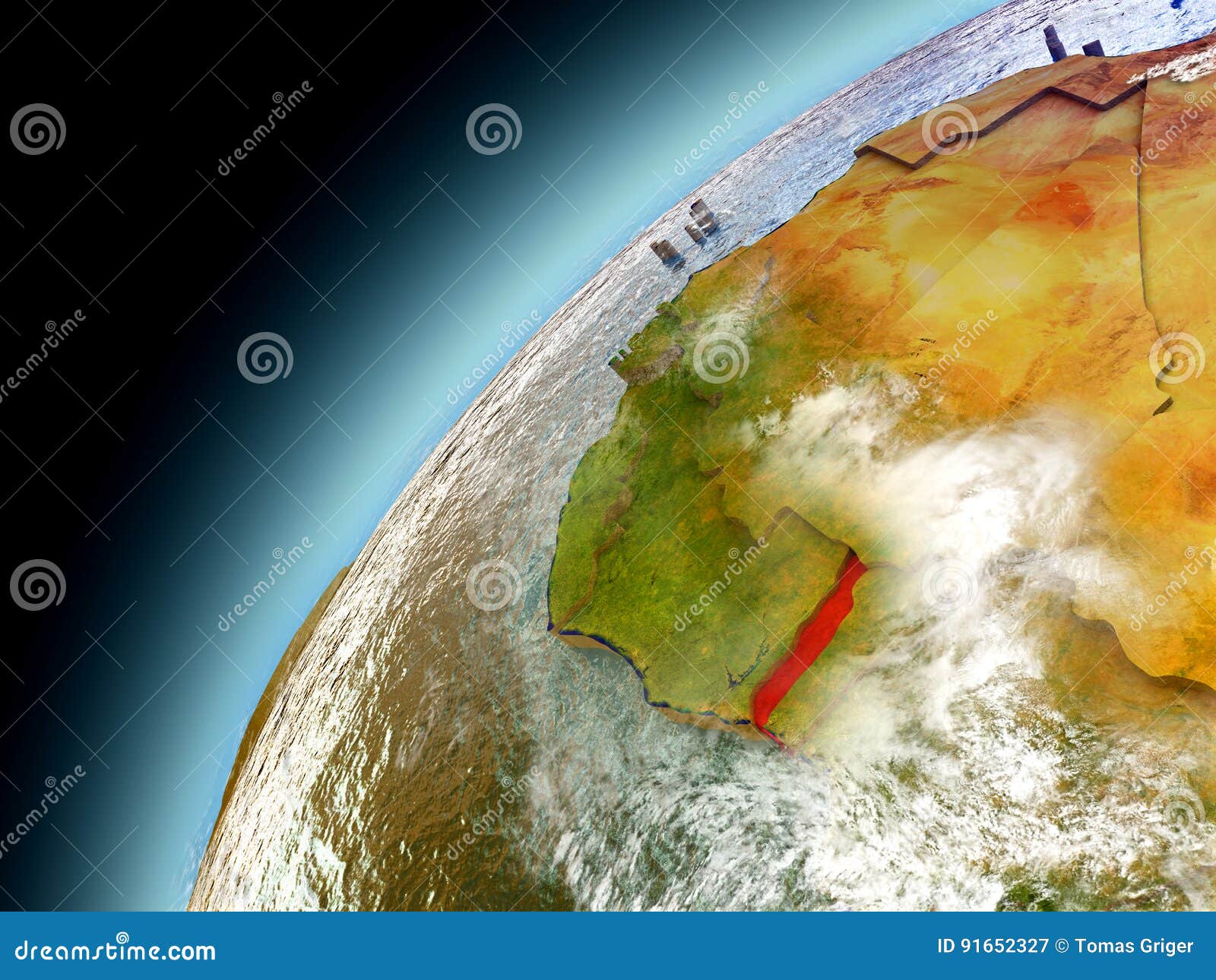 Togo from Orbit of Model Earth Stock Illustration - Illustration of ...
