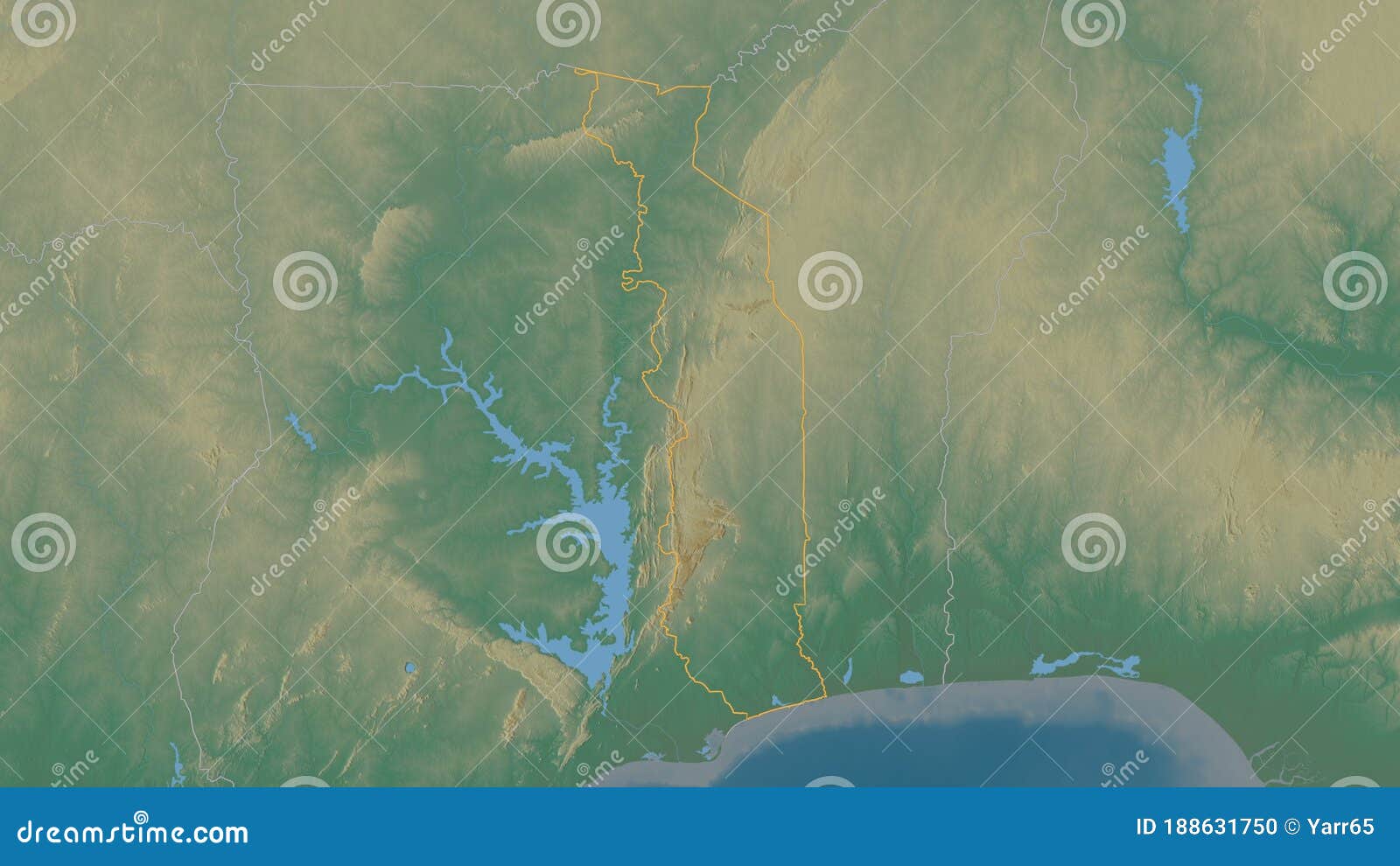 Togo - overview. Relief stock illustration. Illustration of africa ...