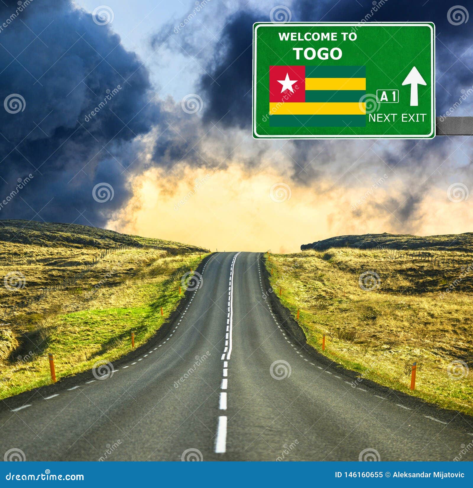 Togo Road Sign Against Clear Blue Sky Stock Image - Image of greeting ...