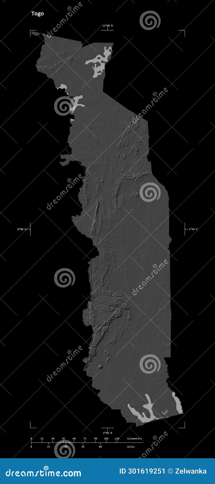 Togo Shape on Black. Bilevel Stock Illustration - Illustration of ocean, solid: 301619251