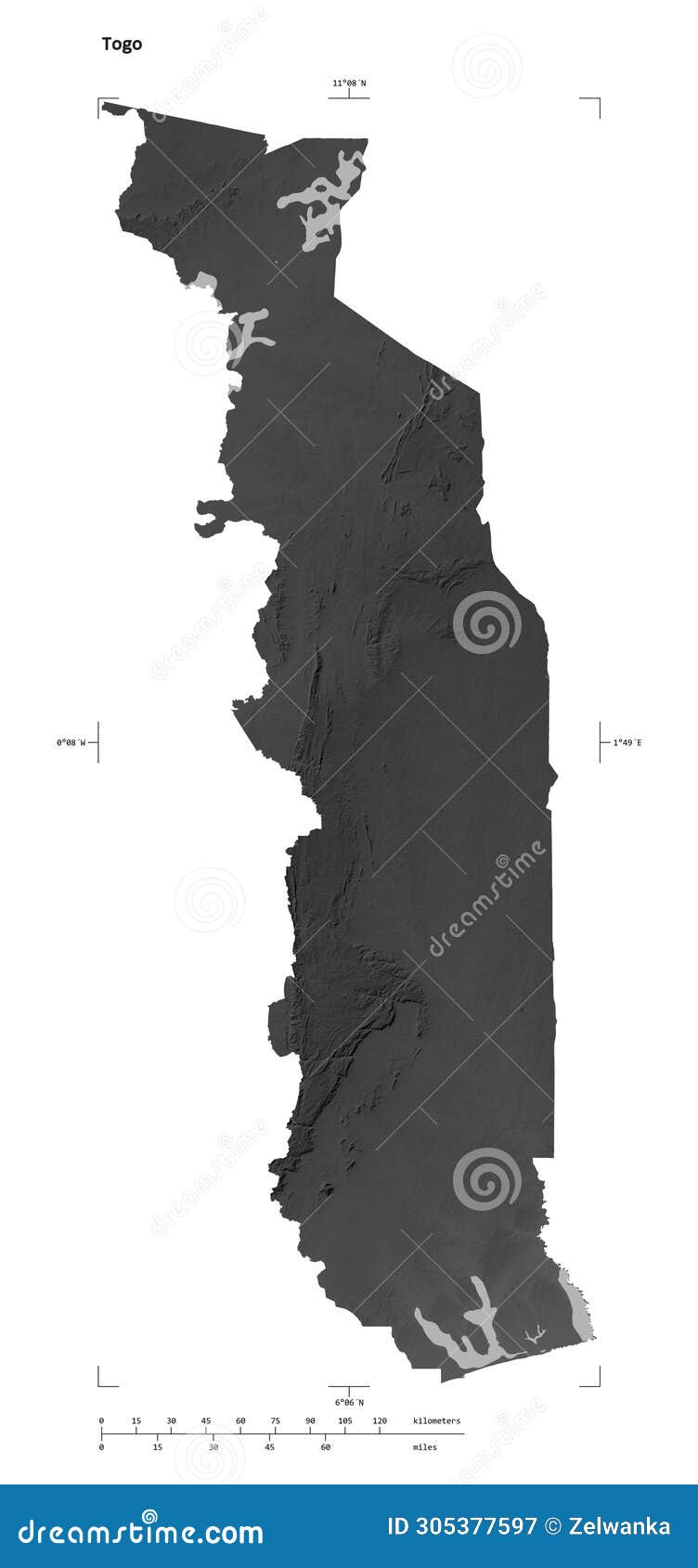 Togo Shape on White. Grayscale Stock Illustration - Illustration of ...