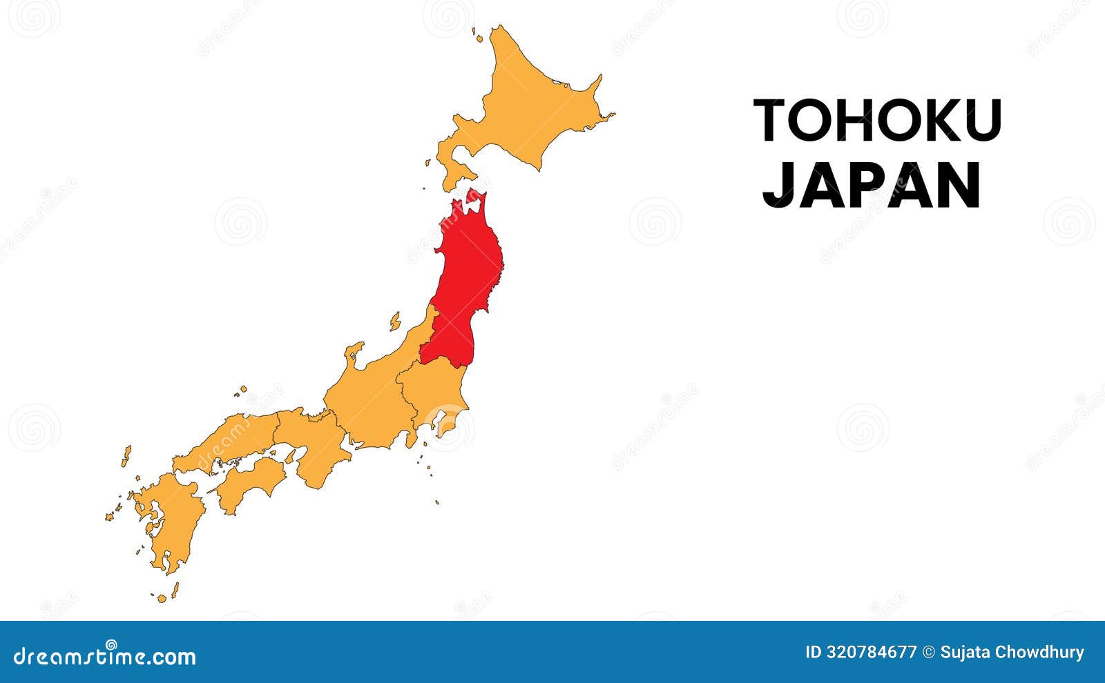 Tohoku Map in Japan. Vector Map of Japan. Map of the Provinces of Japan ...