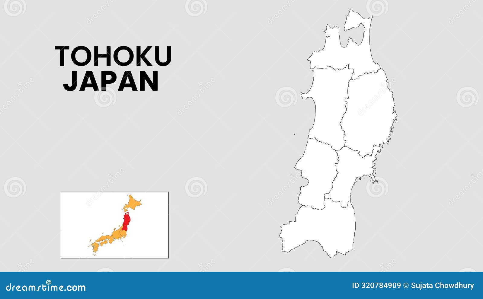 Tohoku Map. State And District Map Of Tohoku. Administrative Map Of ...