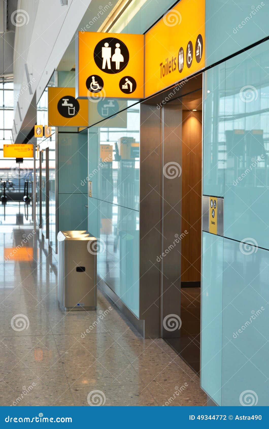 Toilet in the airport stock photo. Image of icon, airport - 49344772