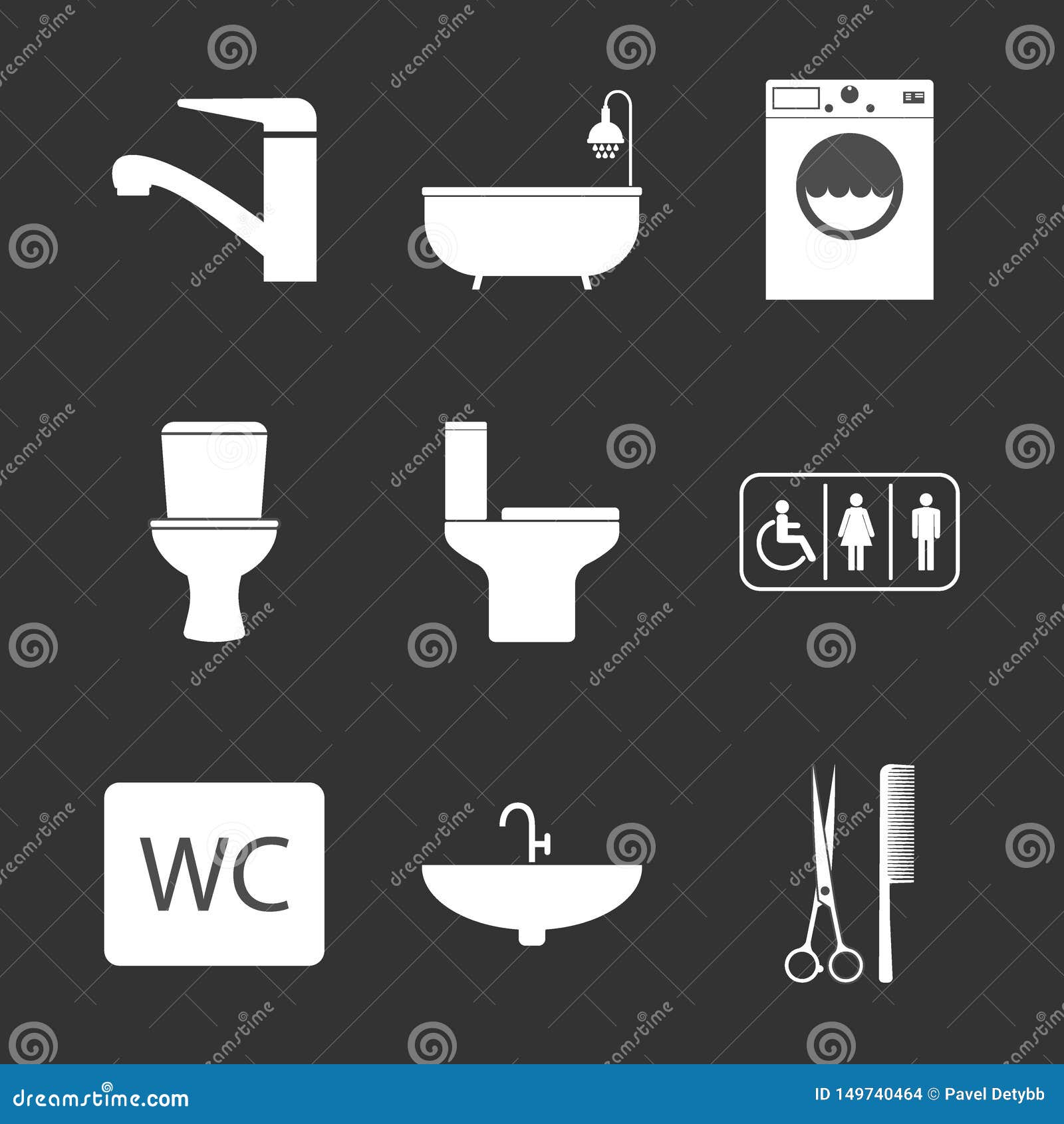 Toilet, Bathroom Icon Set. Vector Illustration, Flat Design Stock ...