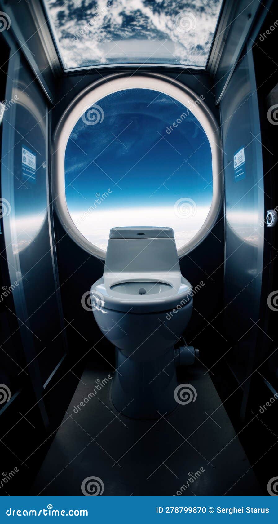 A Toilet in a Bathroom with a Sky View. Generative AI Image. Stock ...