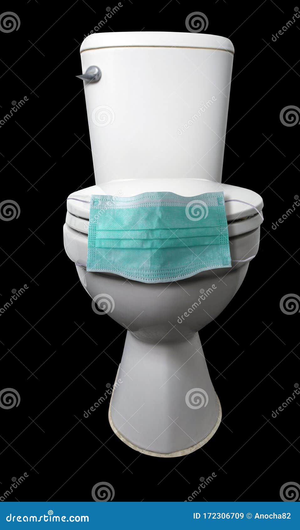Toilet Bowl on Black with Protective Face Mask Stock Image - Image of ...