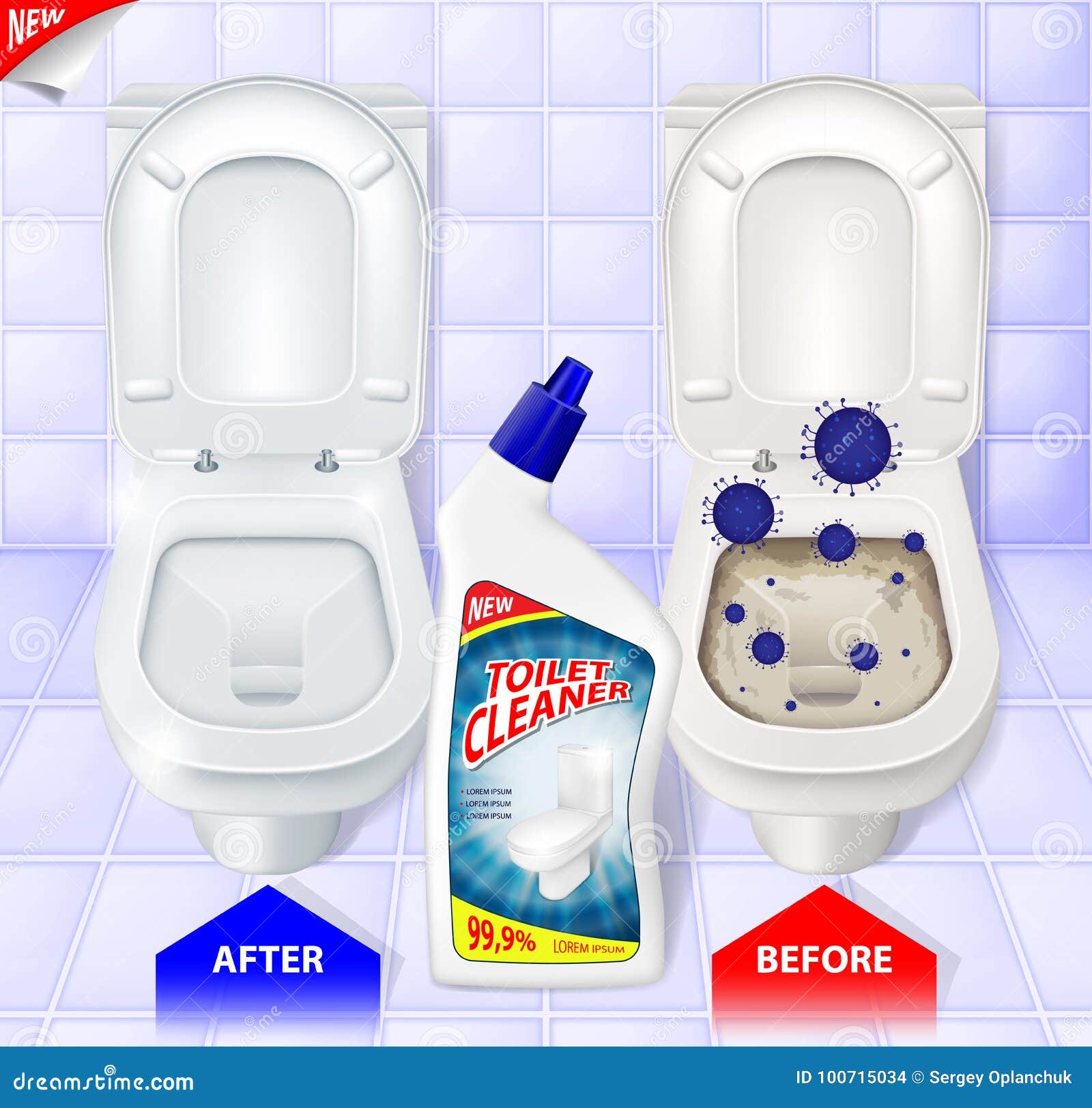 Toilet Cleaner And Shiny Unstained Bowl, Ad Design Royalty-Free Stock ...