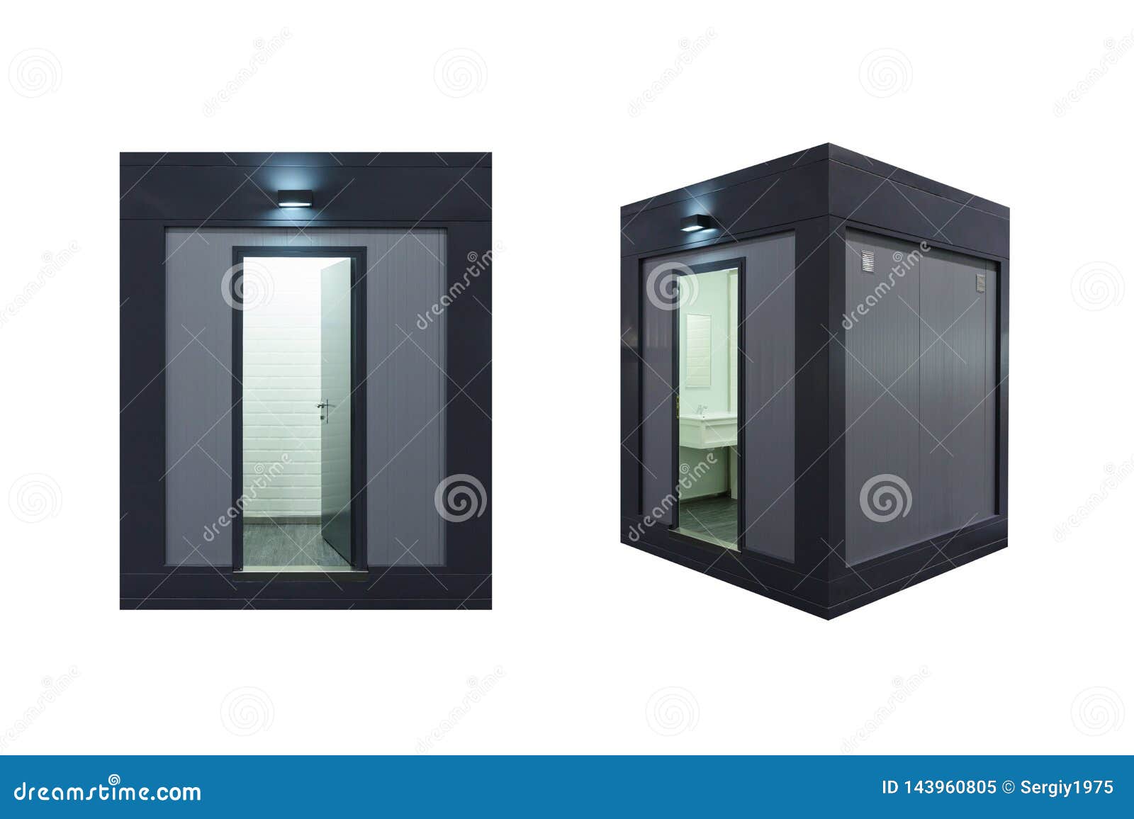 Toilet Cubicle With The Door Open Isolated On White Background Royalty ...