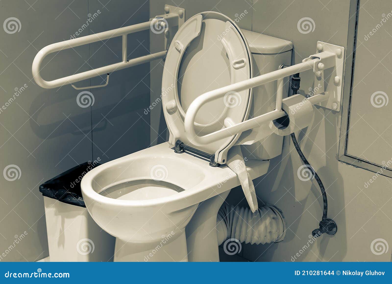 Toilet for the Disabled. Toned Photo. View from the Side from Above ...