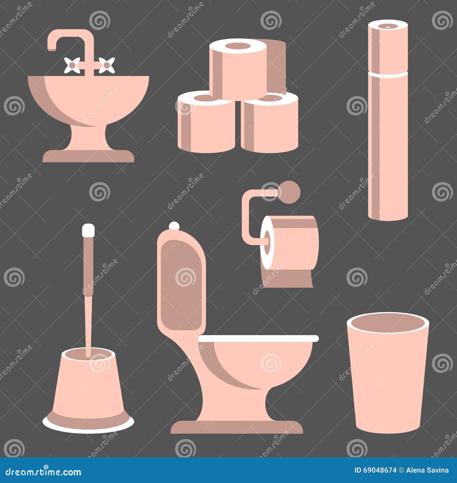 Toilet Elements Set Vector Illustration | CartoonDealer.com #69048674