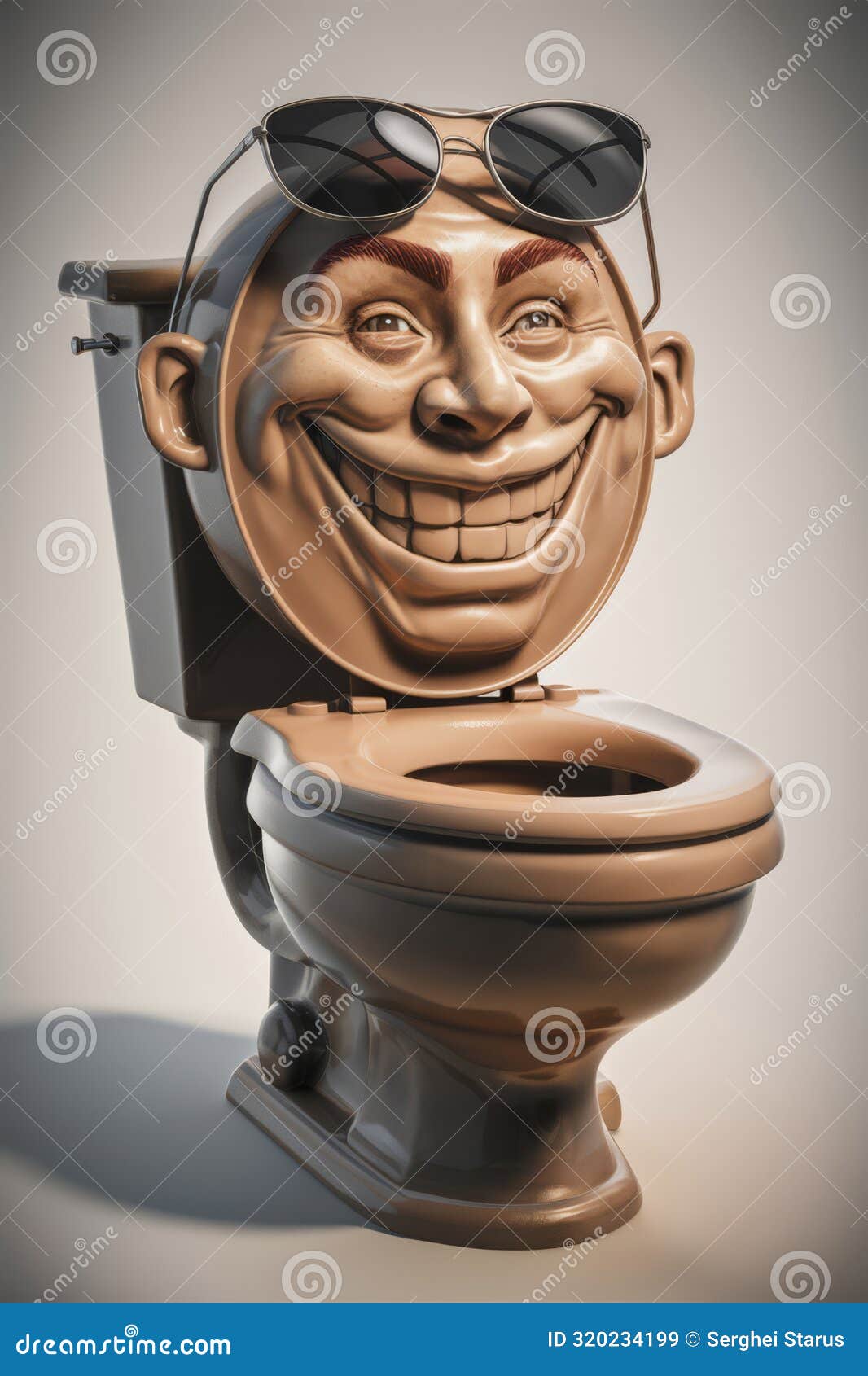 A Toilet with a Face on it and Sunglasses, AI Stock Image - Image of ...