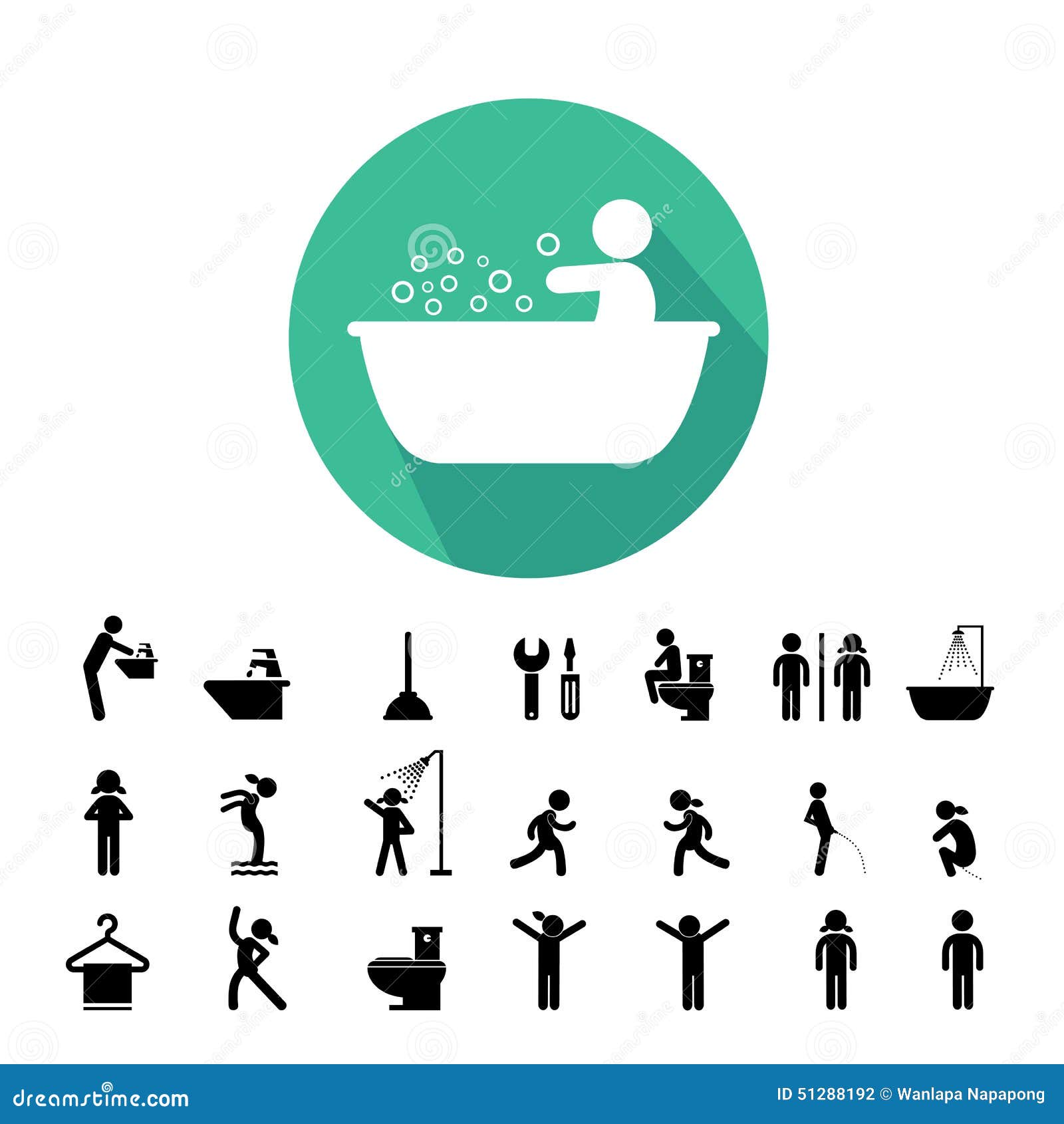 Toilet and hygiene icons stock vector. Illustration of hygiene - 51288192