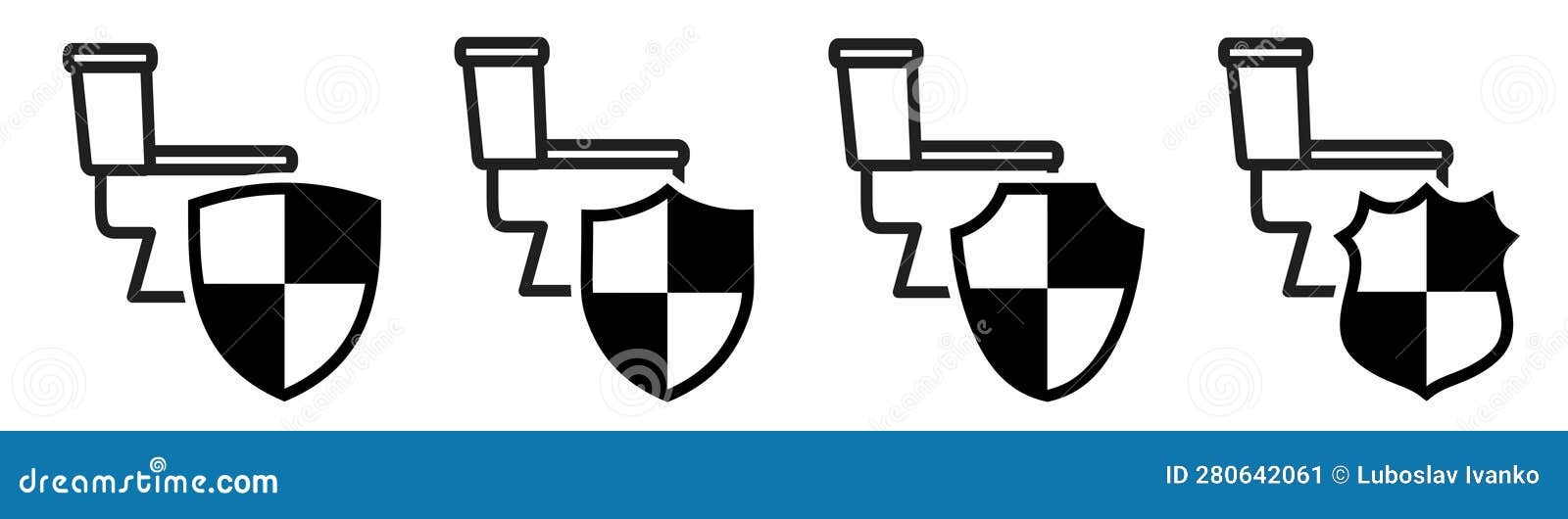 Toilet Icon Behind Shield, Different Versions. Lavatory Protection ...