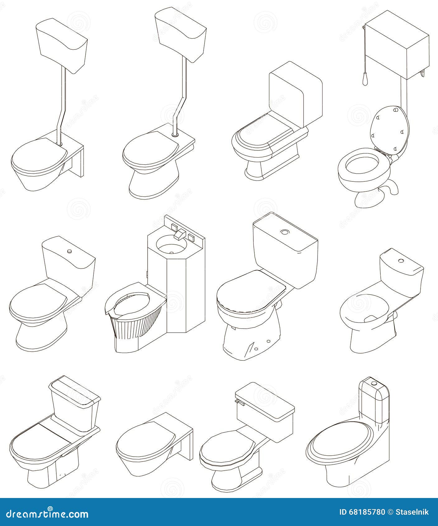 Toilet icon set stock vector. Illustration of restroom - 68185780