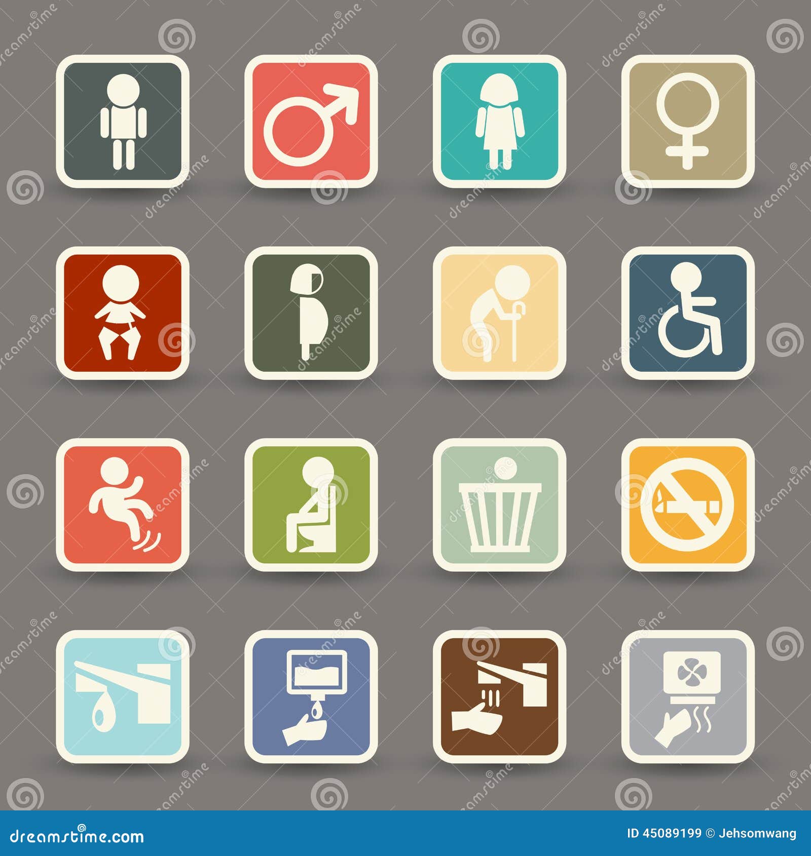 Toilet Icons Set Boy Or Girl Restroom Wc. Cartoon Vector ...
