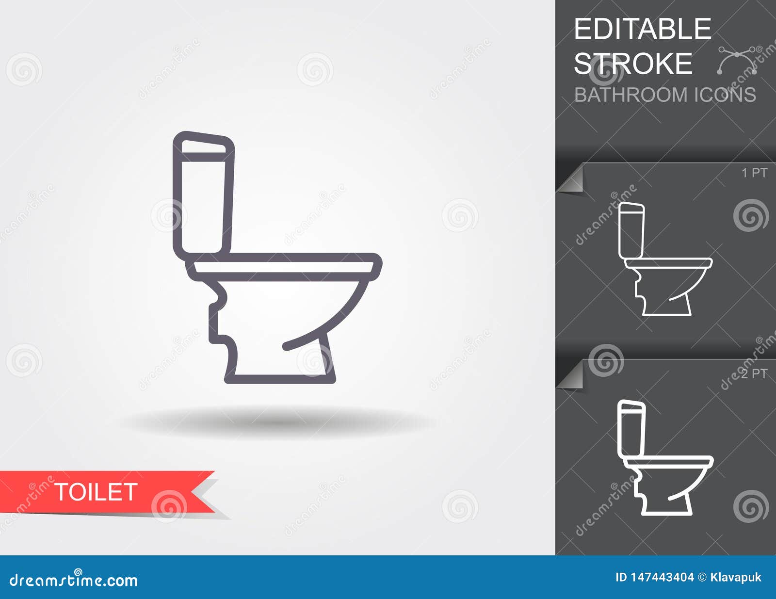 Toilet. Line Icon with Editable Stroke with Shadow Stock Vector ...